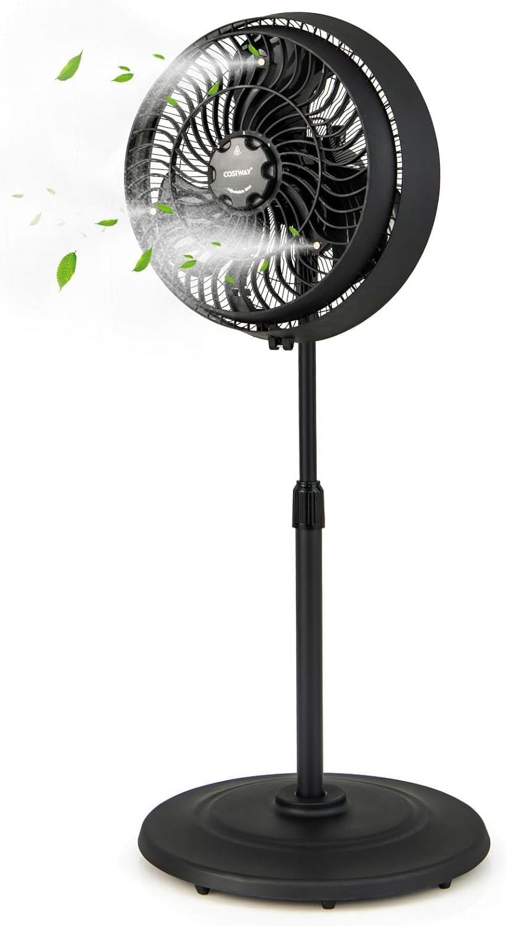 Outdoor Misting Fan, 16-Inch Oscillating Pedestal Fan with Adjustable ...
