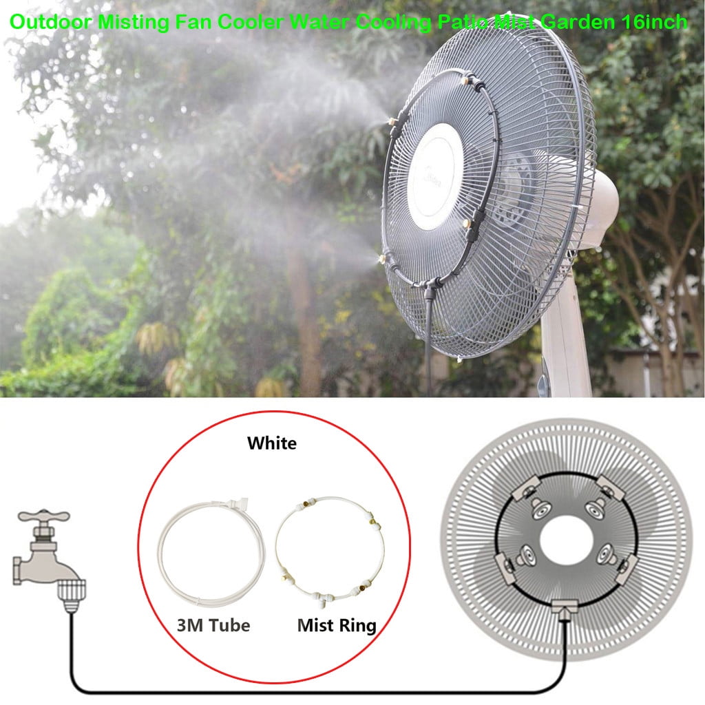 Outdoor Misting Fan Kit for a Cool Patio Breeze - 16in Spray Ring for ...