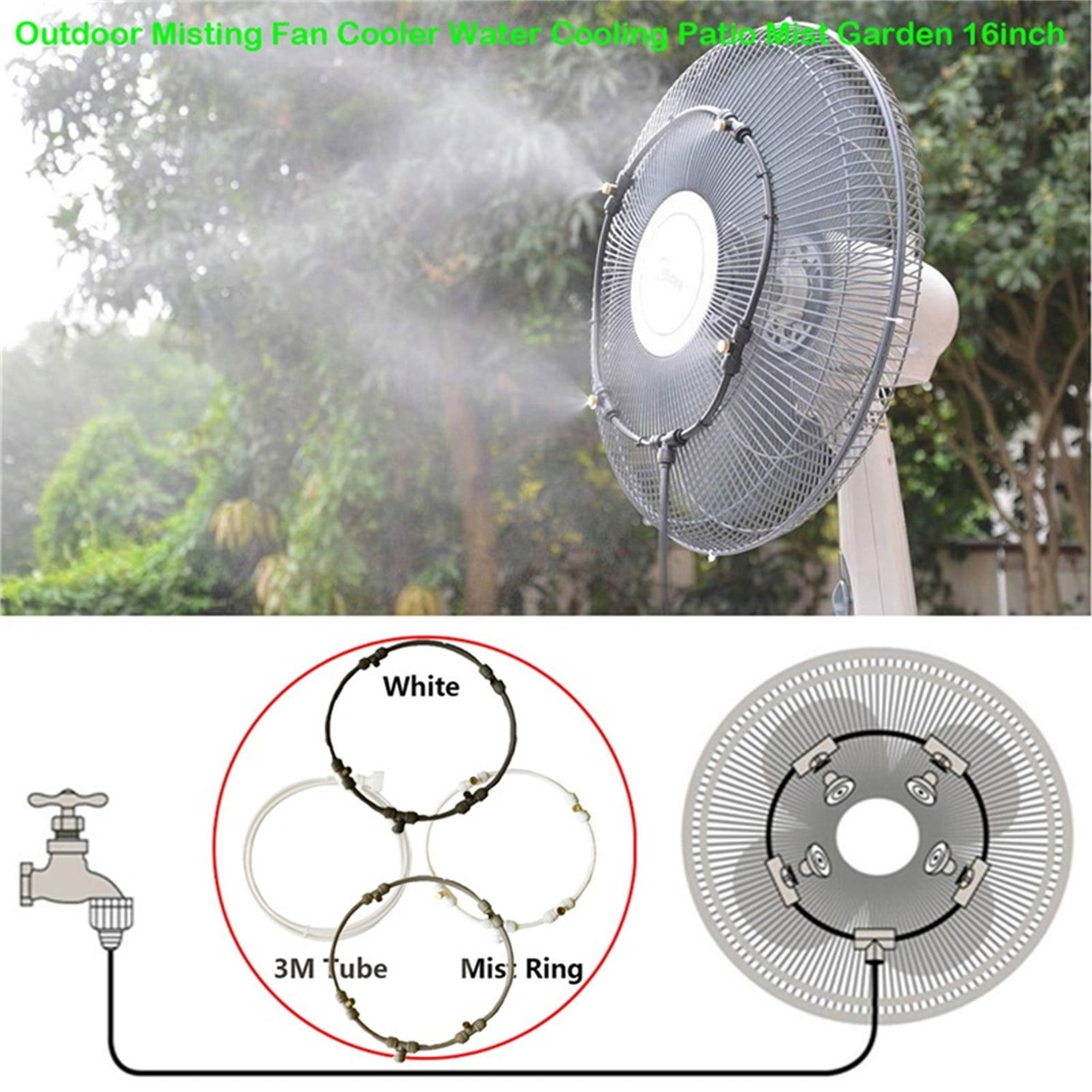 Outdoor Misting Fan, Patio Water Cooler, Garden Misting System, 16-inch ...
