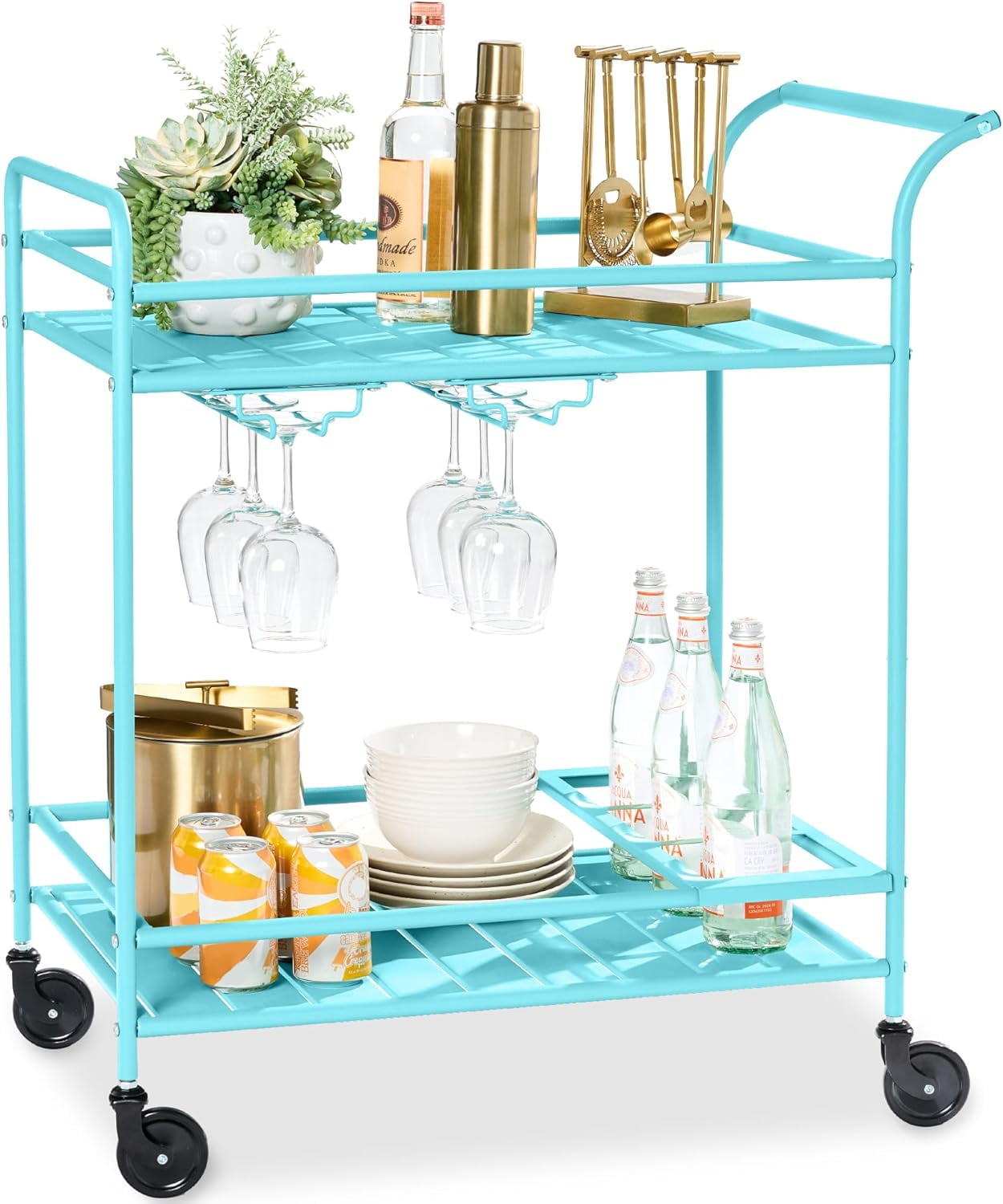 Outdoor Mobile Patio Bar Cart, Home Bar Serving Cart, BBQ Grill Cart w ...