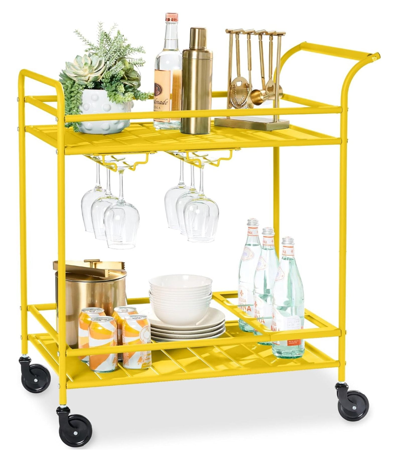 Outdoor Mobile Patio Bar Cart, Home Bar Serving Cart, BBQ Side Table w ...