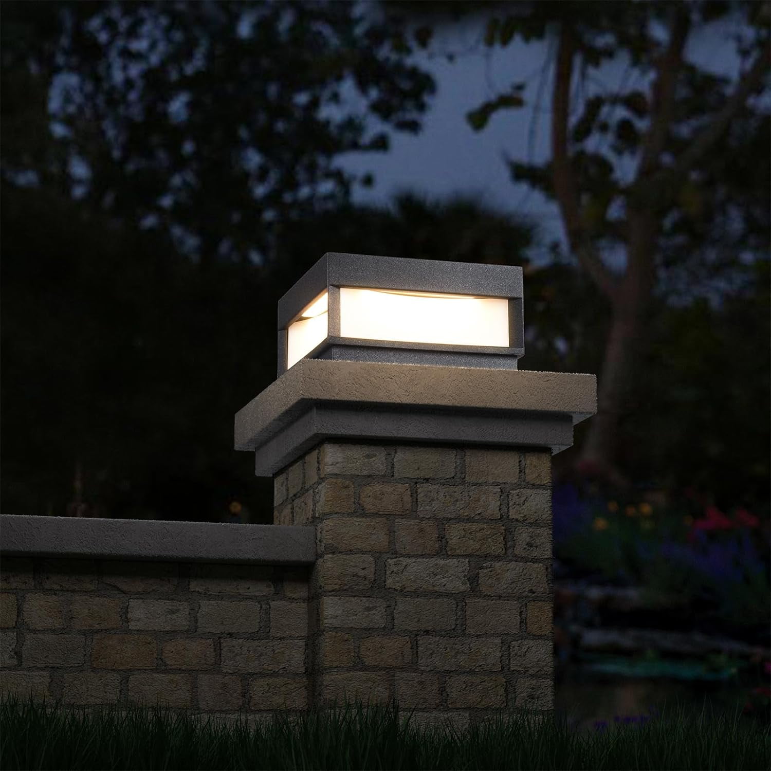 Outdoor Modern Post Light, 7.9" Column Cap Lamp Upgraded Pillar Lights ...
