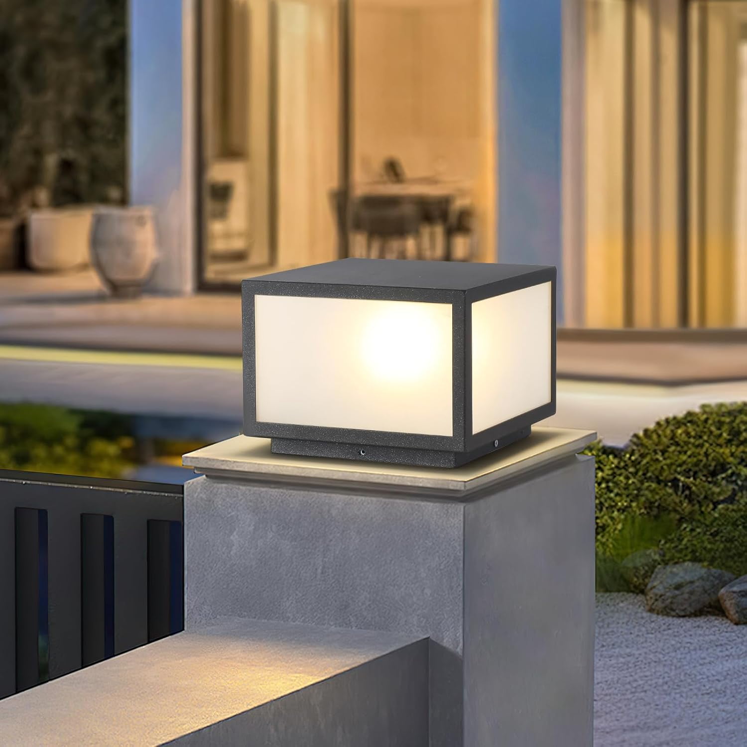Outdoor Modern Post Light, Pillar Lights LED Fence Deck Cap Light Wired ...