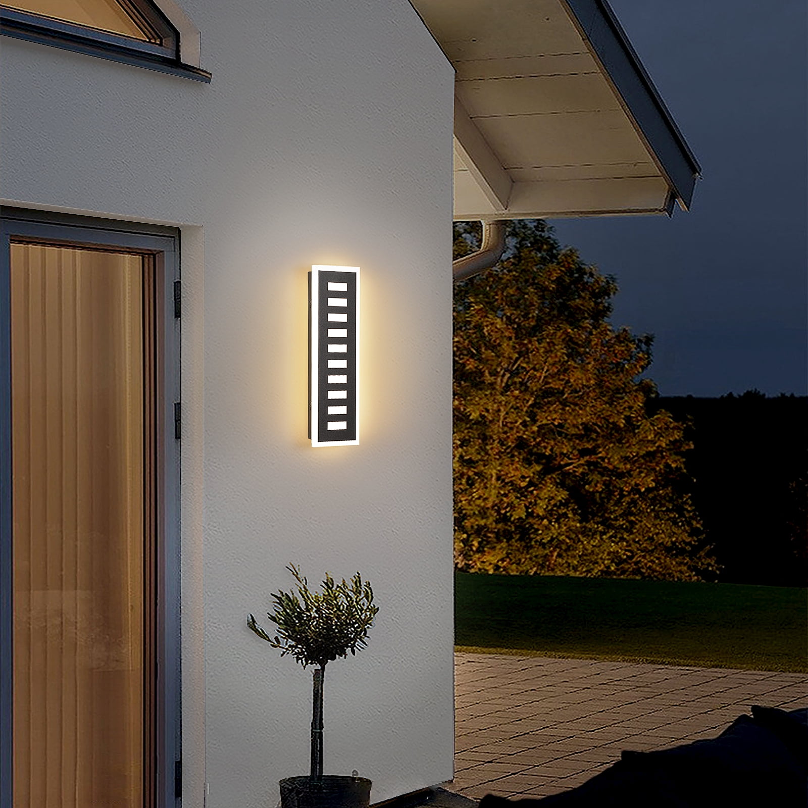 Outdoor Modern Wall Light 20W LED Exterior Light Fixture Black ...