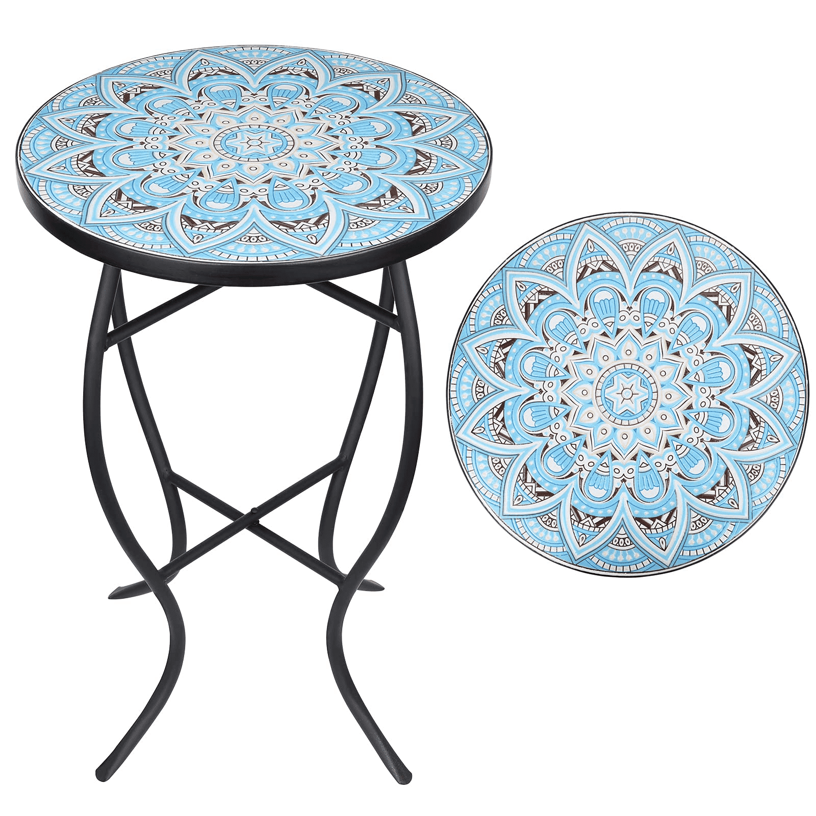 Outdoor Mosaic Side Table - 14'' Small Patio Outdoor Table Indoor ...