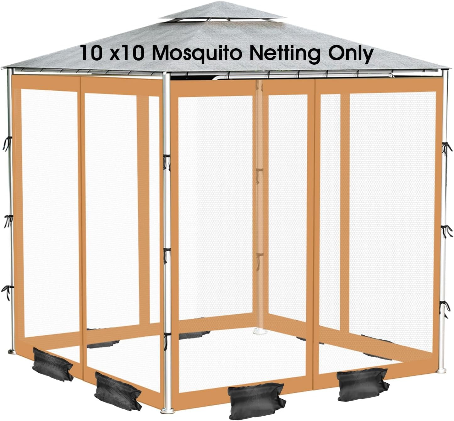 Outdoor Mosquito Net with 2 Way Zipper 4 Door, Gazebo Mosquito Netting ...