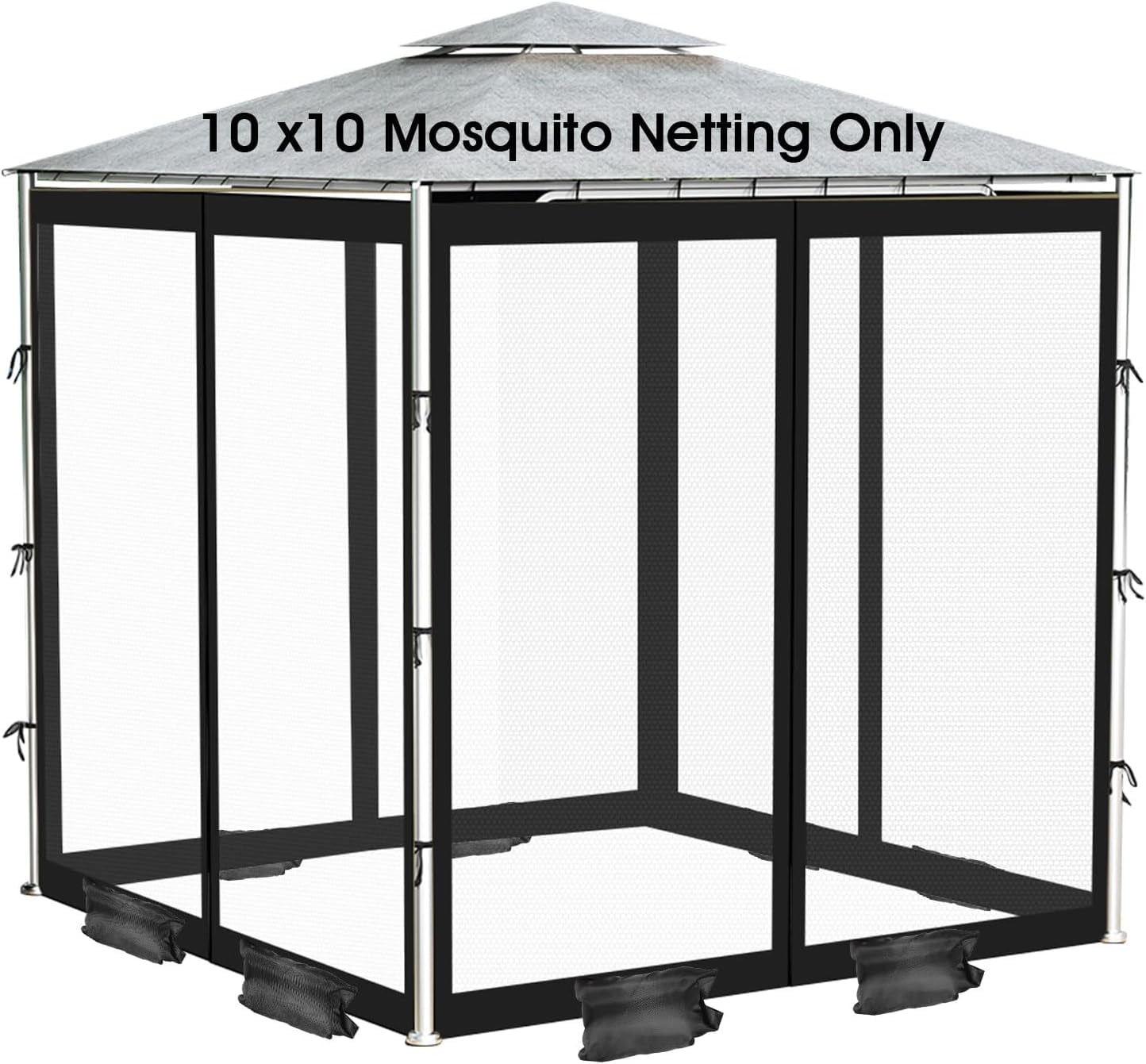 Outdoor Mosquito Net with 2 Way Zipper 4 Door, Gazebo Mosquito Netting ...