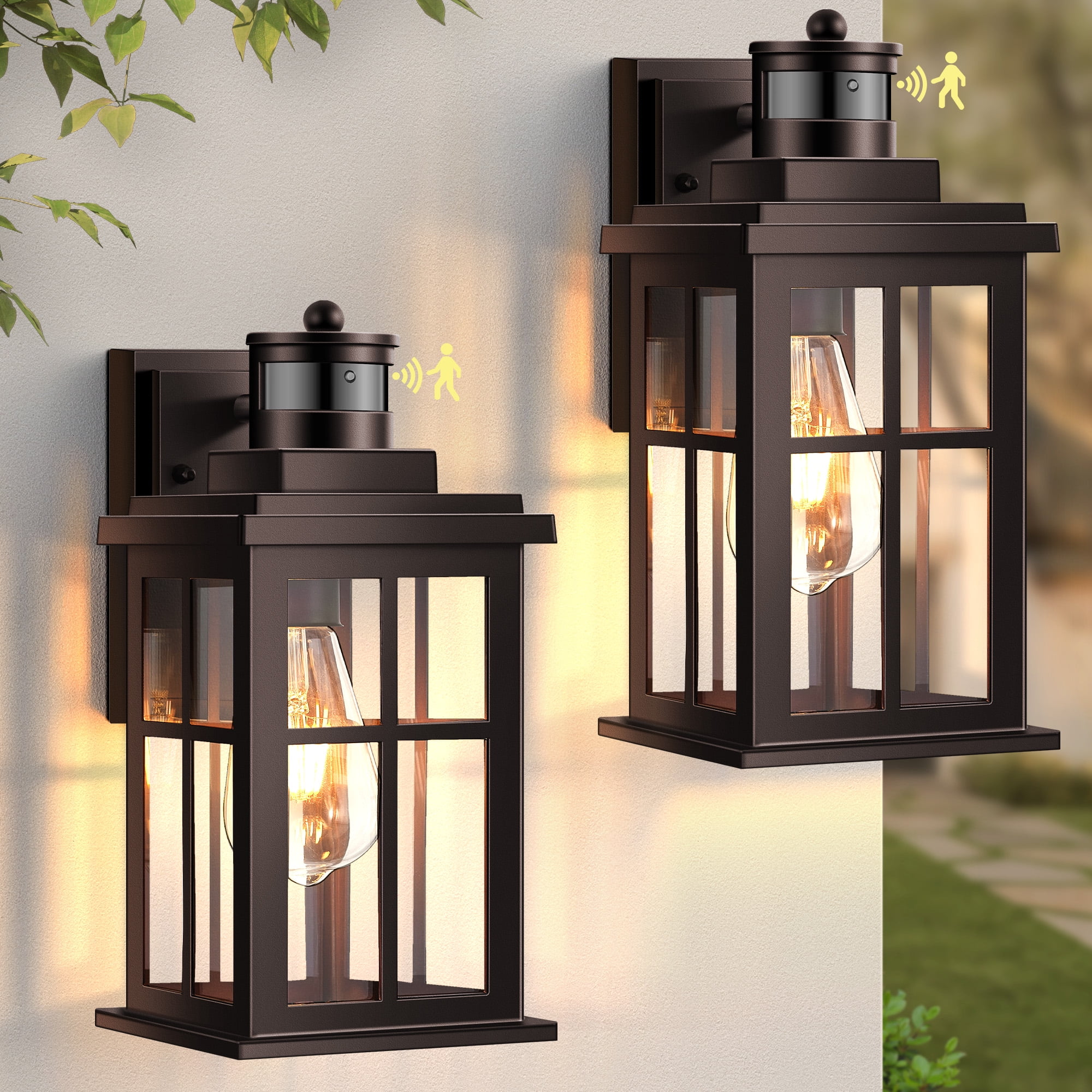 Outdoor Motion Sensor Light, 2 Pack Outdoor Sconce, Bronze Motion ...