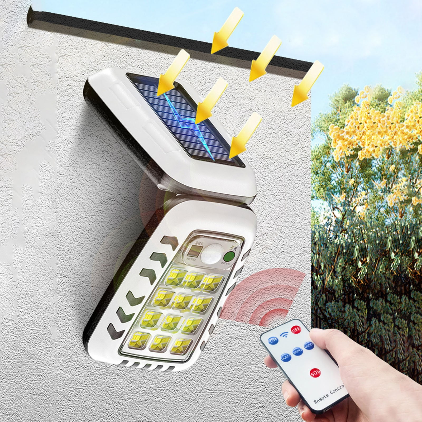 Outdoor Motion Sensor Lights, 72 LED Solar Powered Security Lights ...