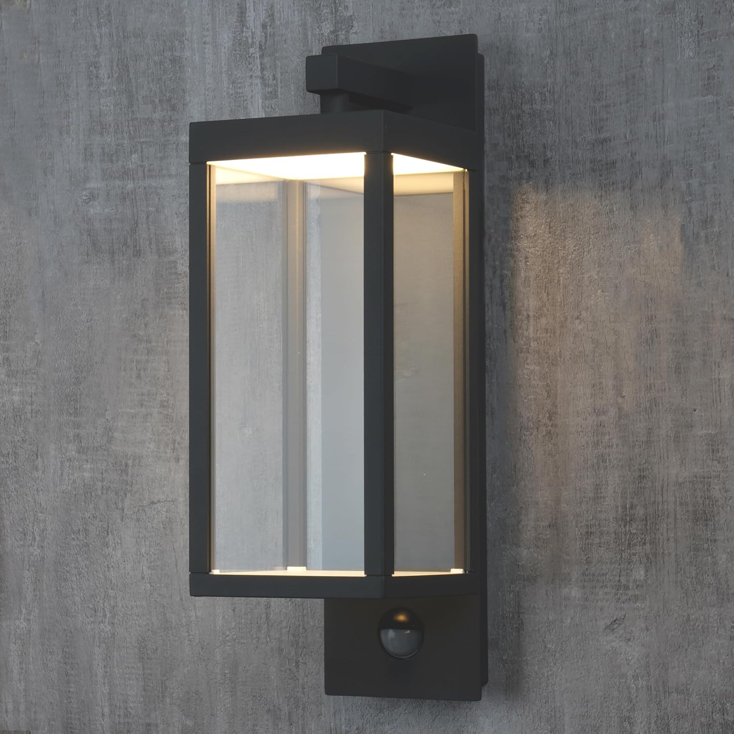 Outdoor Motion Sensor Wall Sconce Lights,15In Black Modern LED Exterior ...