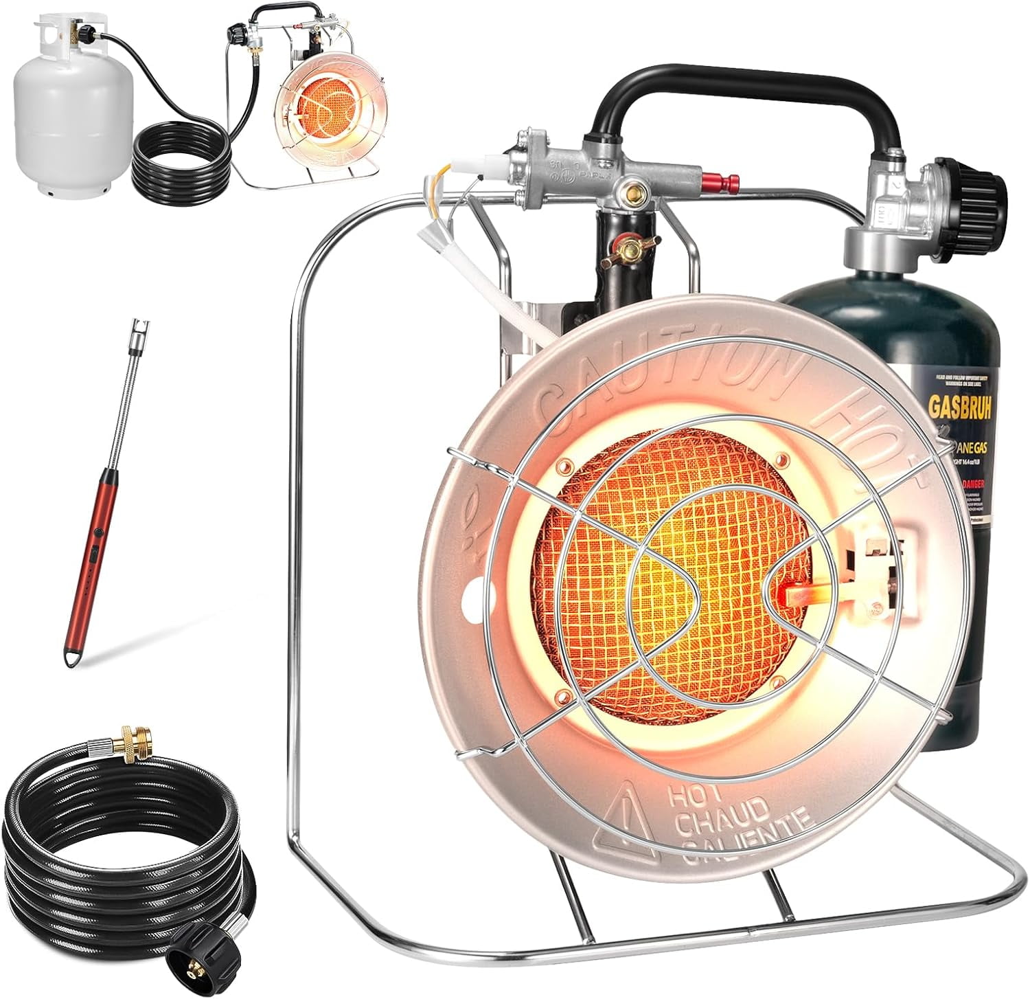 Outdoor Multi-Use Portable Propane Heater/Cooker, 18,000 BTU Gas Heater ...