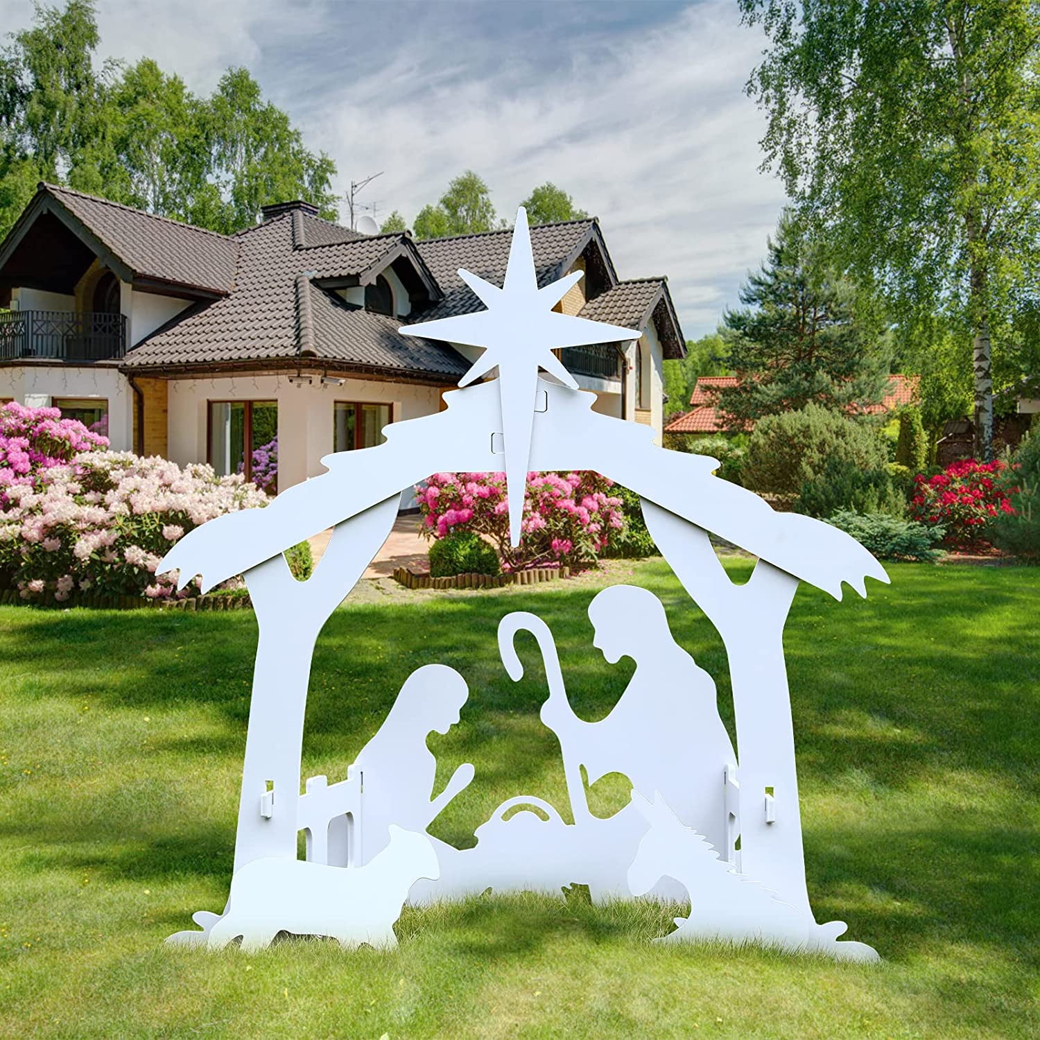 Outdoor Nativity Scene, Weatherproof Nativity Sets for Christmas Outdoor Decor, Lighted ...