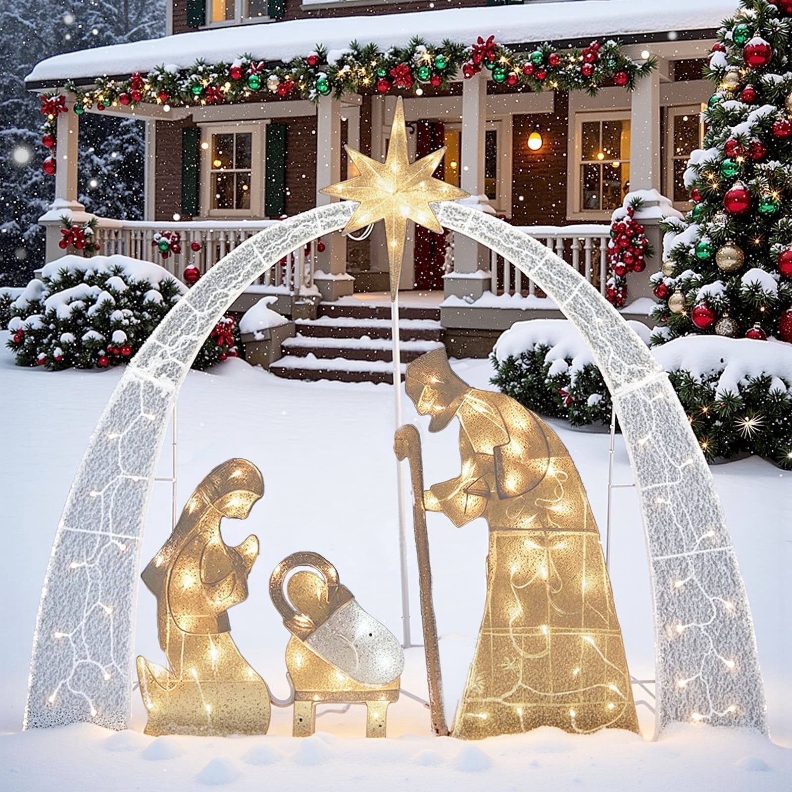 Outdoor Nativity Scenes Christmas Decoration, 4.9FT Holy Family Jesus ...