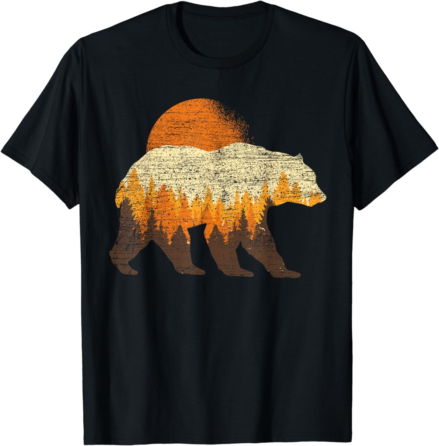 Outdoor Nature Full Moon Trees Wildlife Forest Animal Bear T-Shirt ...