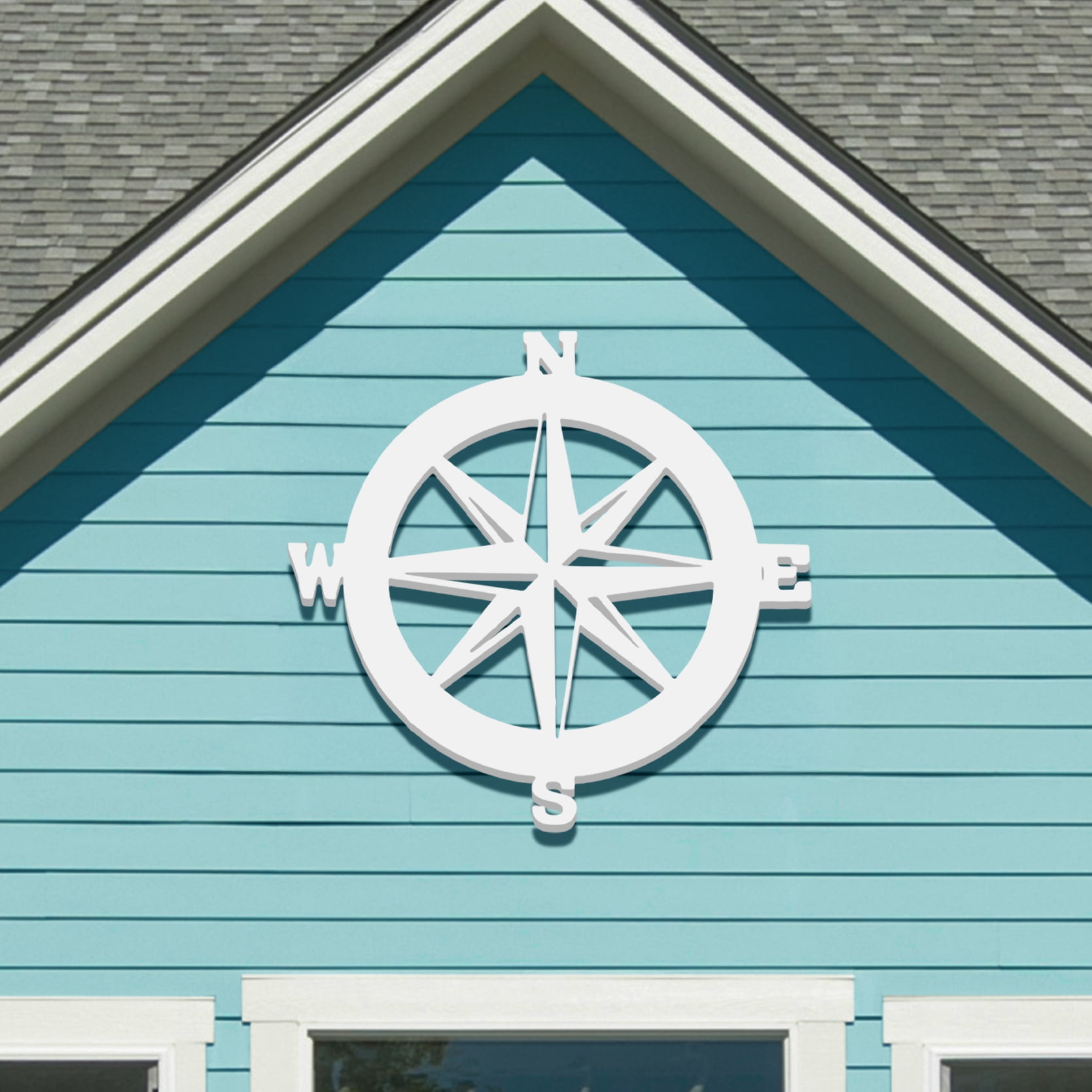Outdoor Nautical Compass Sign - PVC Coastal Wall Art for Beach House ...