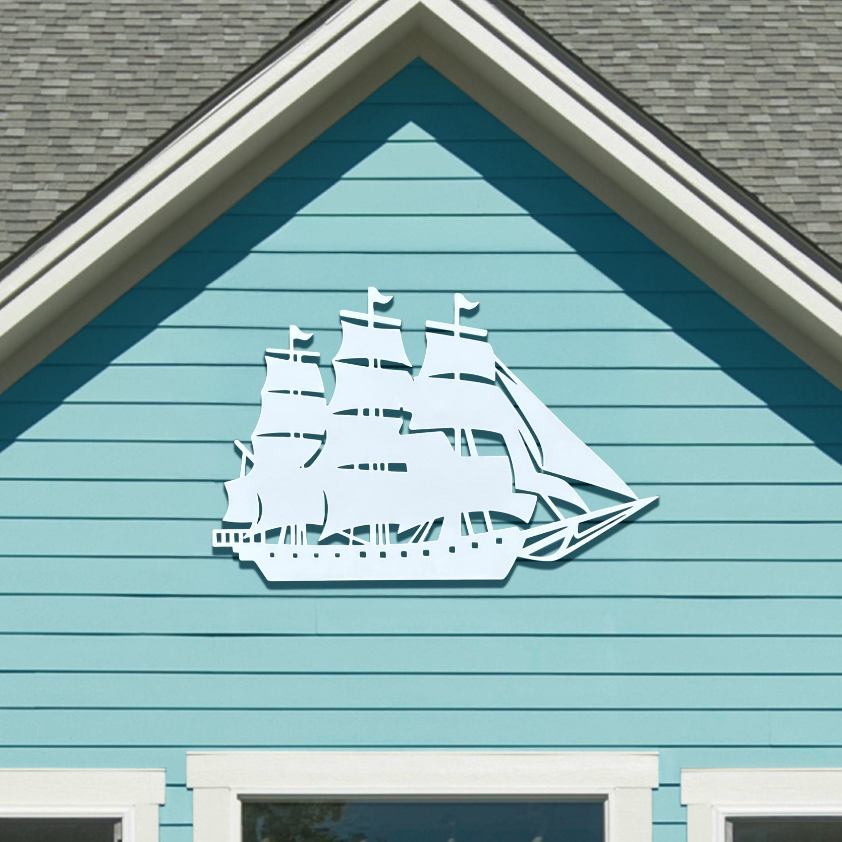 Outdoor Nautical Ship Wall Art – PVC Schooner Ship Décor for Beach ...