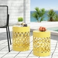 Outdoor Nesting Side Table Set of 2, Cylindrical Hollow Out Iron ...