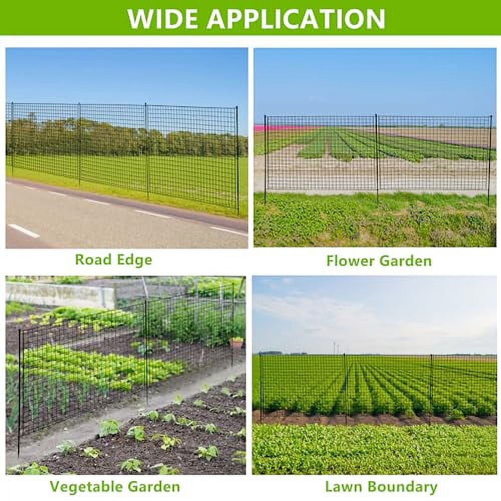 Outdoor No Dig Metal Garden Fence Gate Bundle Animal Barrier Heavy Duty ...