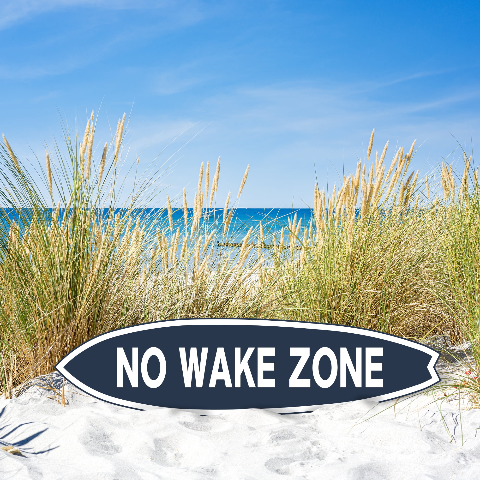 Outdoor No Wake Zone Surfboard Wall Art, Surfboard Sign, PVC for ...