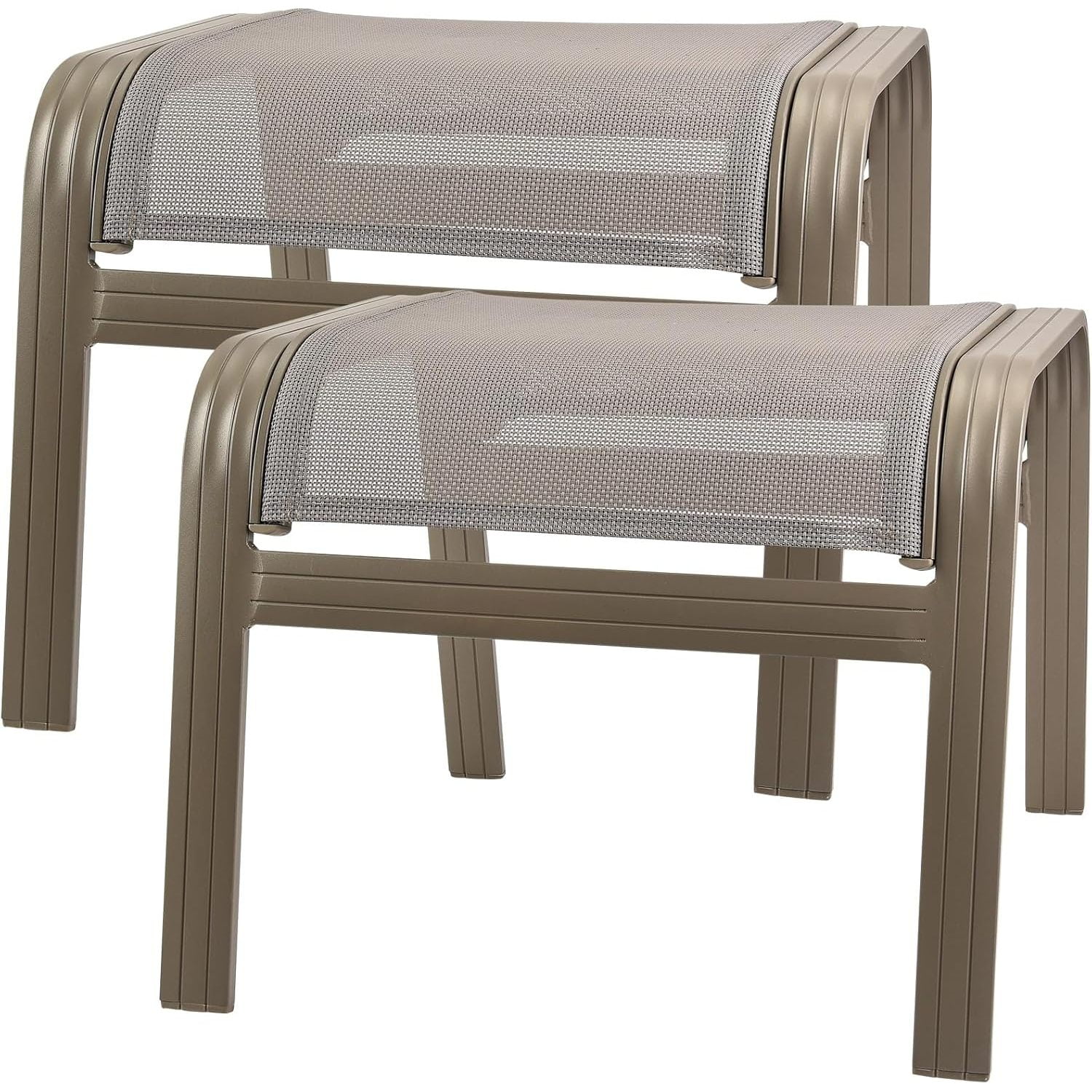 Outdoor Ottoman Patio Footstools Assembled Aluminum Footrest Side Table ...