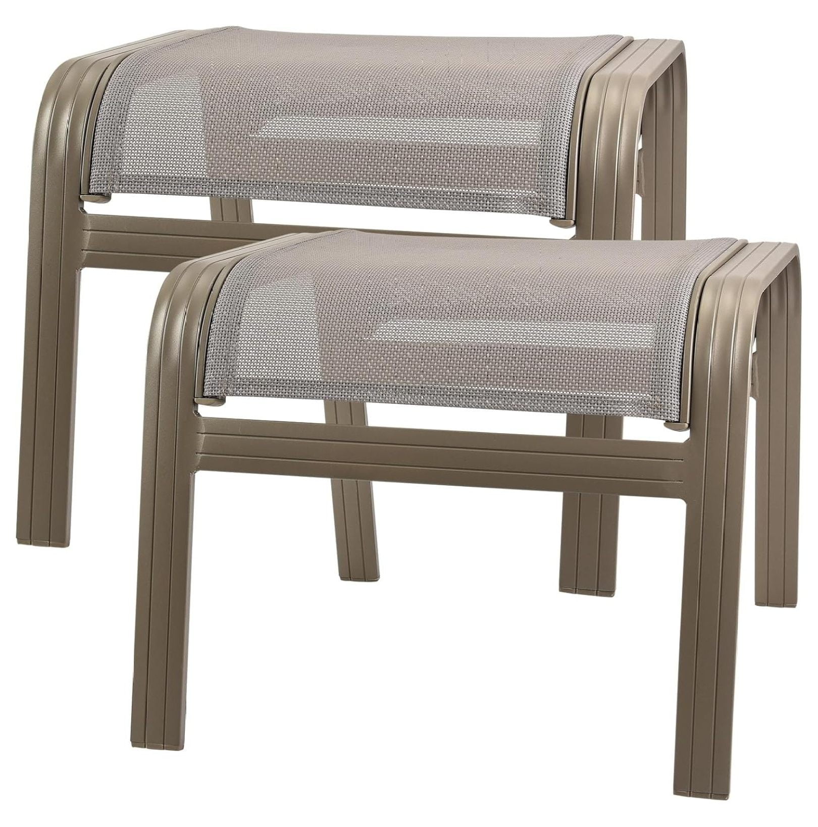 Outdoor Ottoman Patio Footstools Assembled Aluminum Footrest Side Table ...