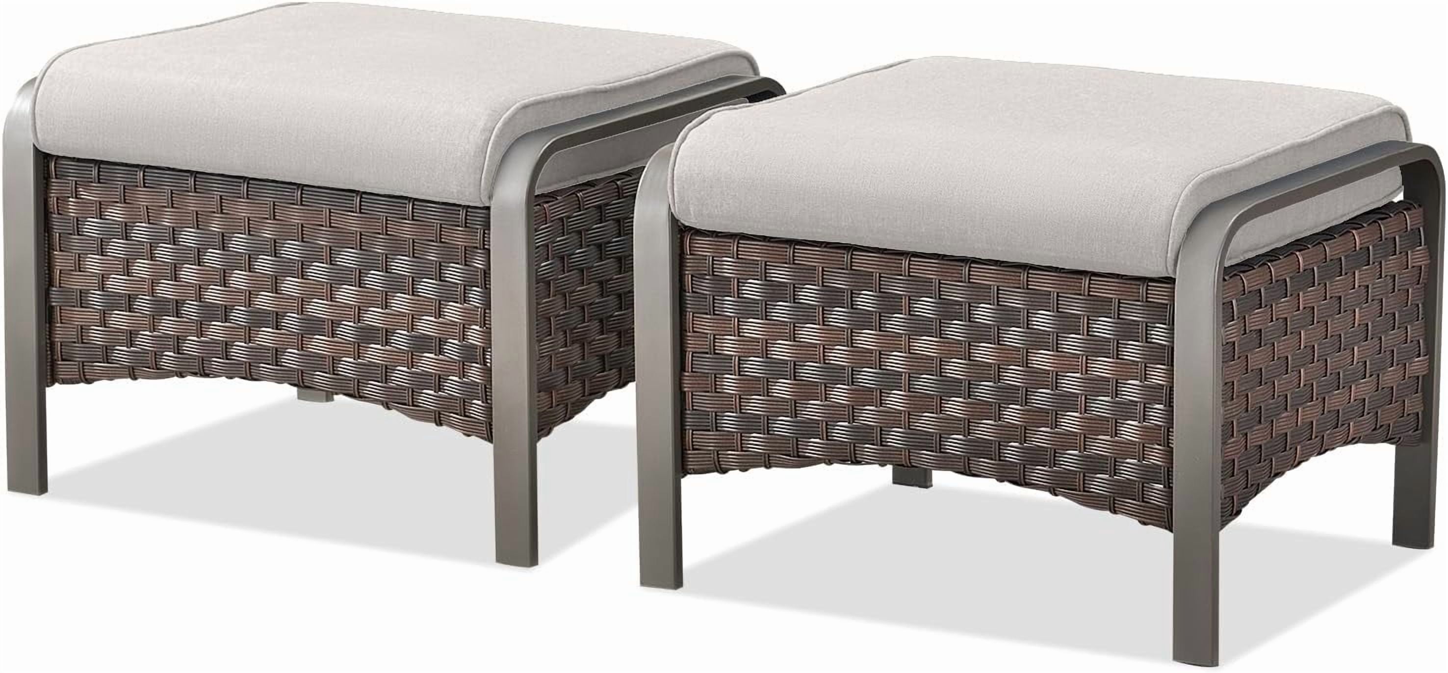 Outdoor Ottomans for Patio - 250 LBS Weight Capacity PE Wicker Foot ...