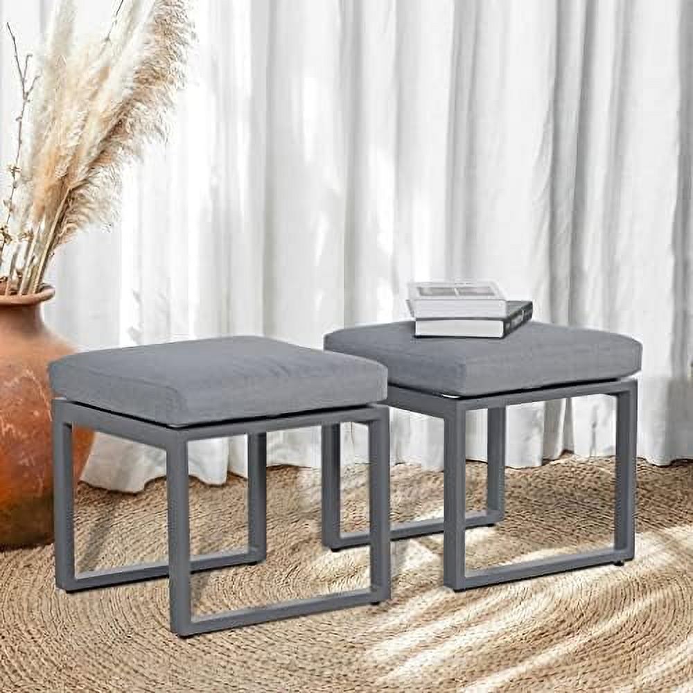 Outdoor Ottomans for Patio Set of 2 Assembled Aluminum Outdoor ...
