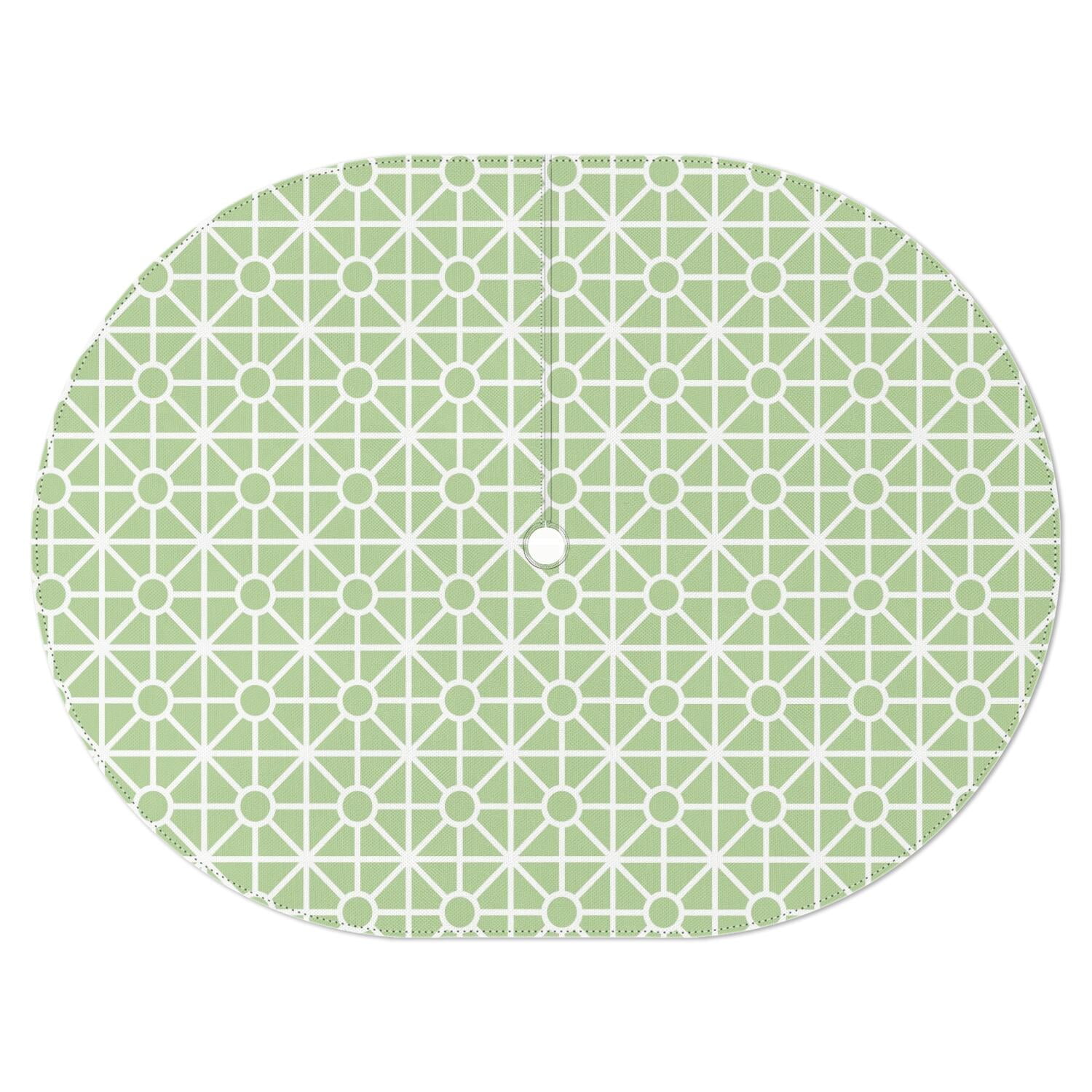 Outdoor Oval Waterproof Green Geometry Tablecloth with Umbrella Hole ...