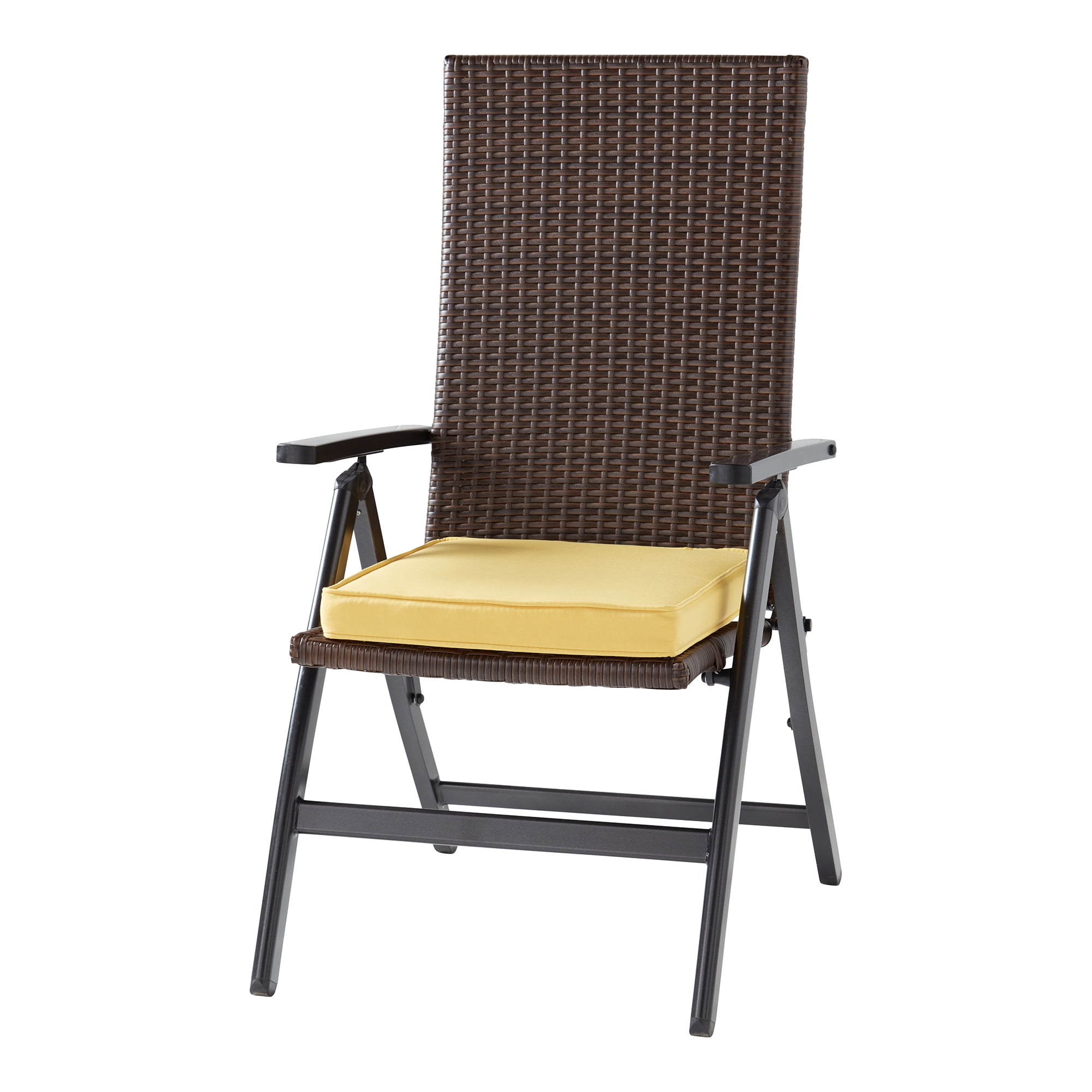 Outdoor PE Wicker Foldable Reclining Chair with Sunbeam Seat Cushion ...