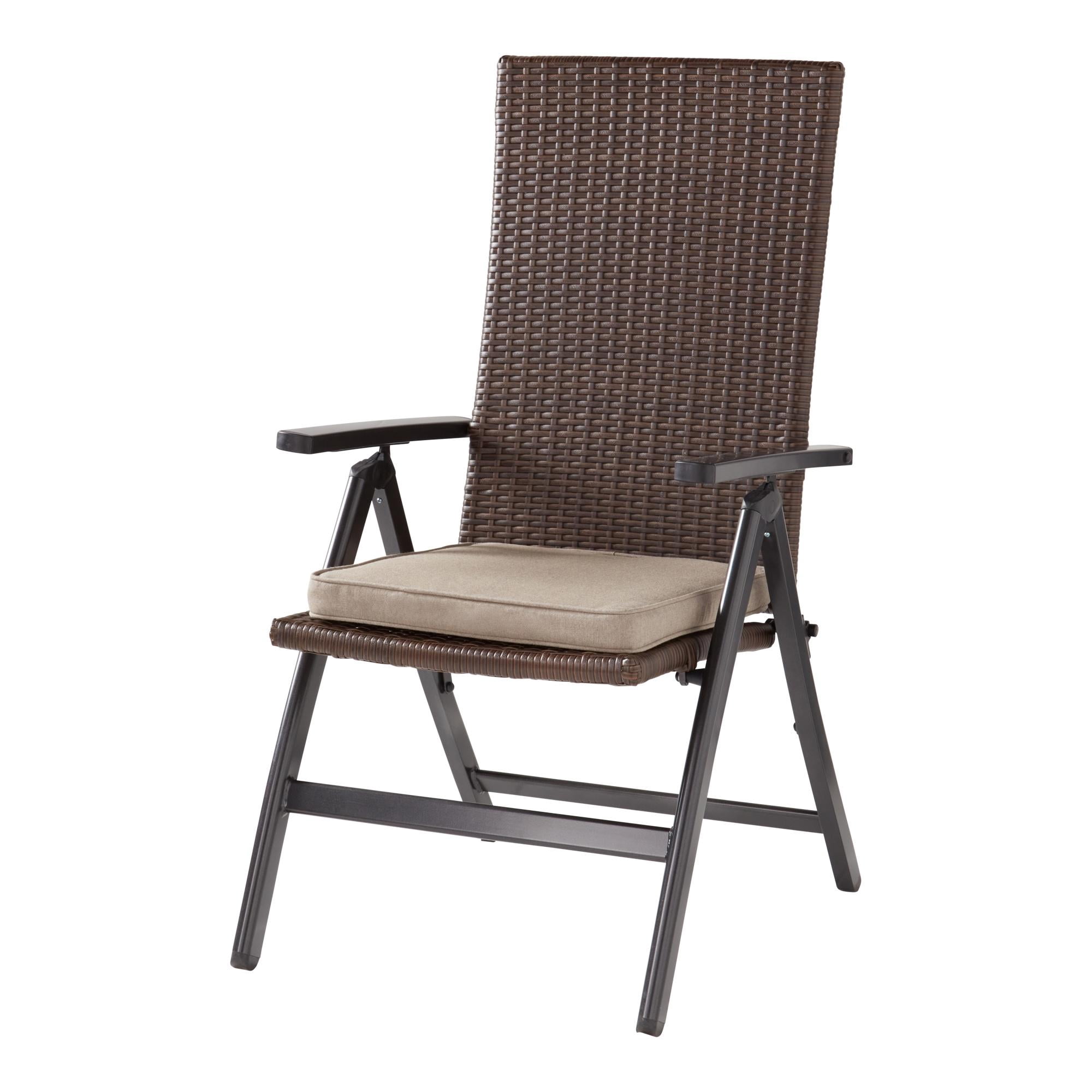Outdoor PE Wicker Foldable Reclining Chair with Sunbrella Cast Shale ...