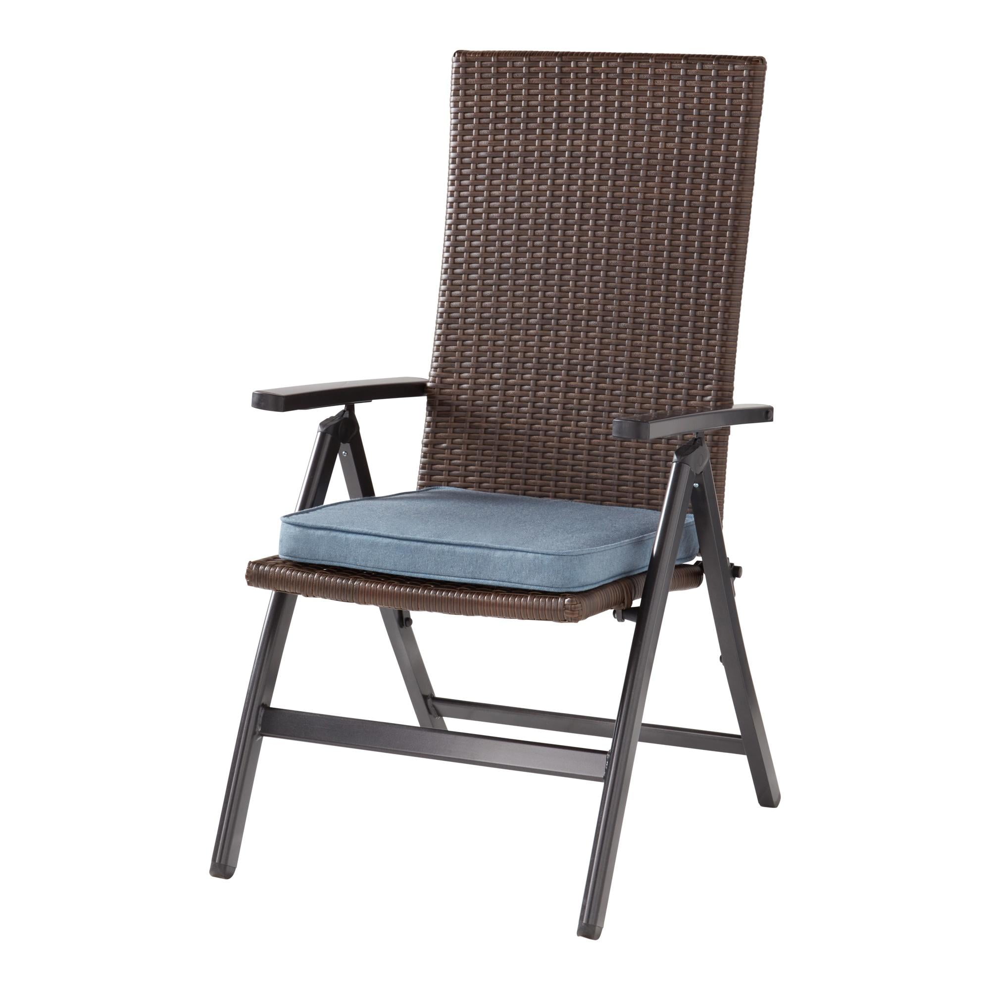 Outdoor PE Wicker Foldable Reclining Chair with Sunbrella Denim Seat ...
