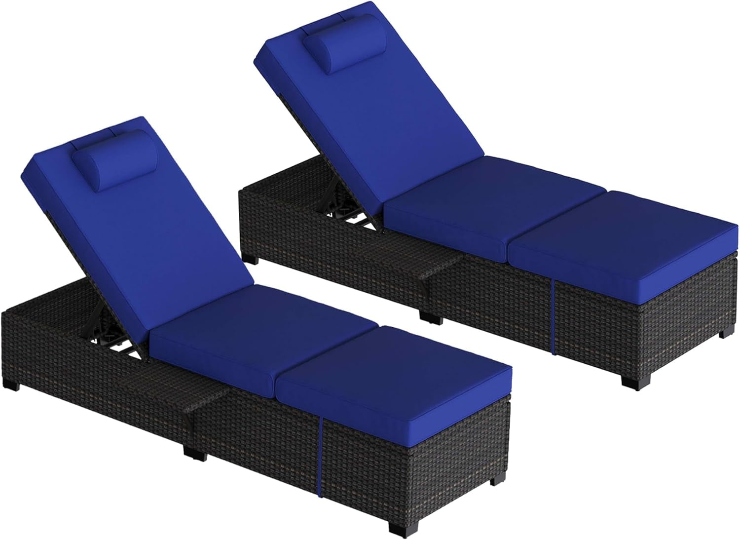 Outdoor PE Wicker Patio Chaise Pool Lounge Chairs, Patio Pool Lounge ...
