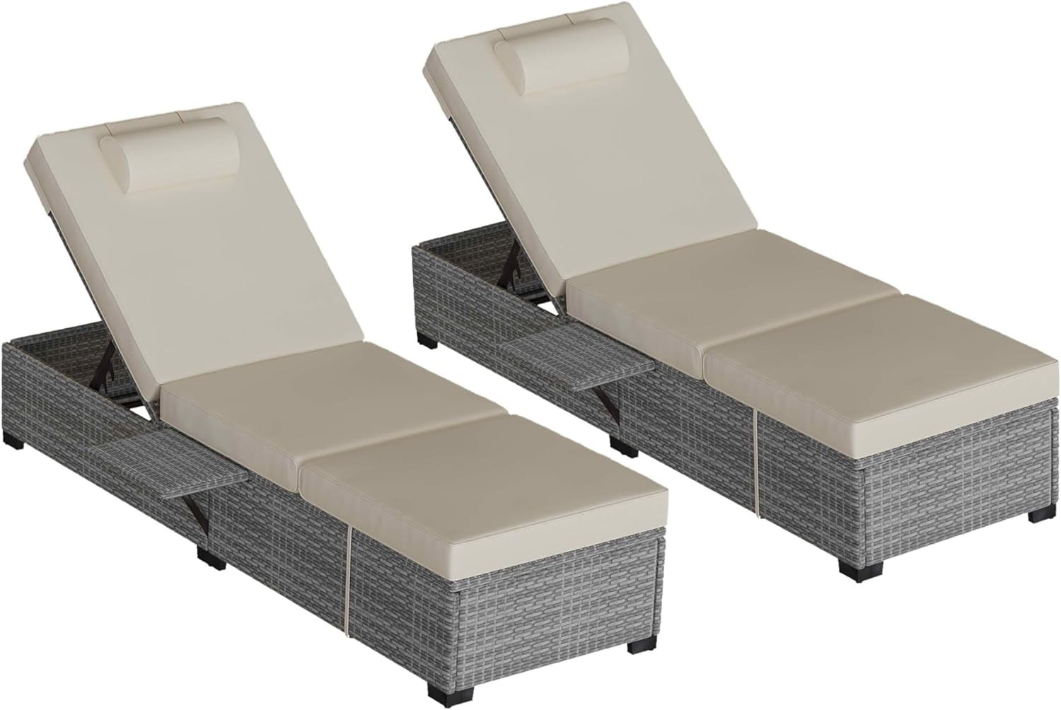 Outdoor PE Wicker Patio Chaise Pool Lounge Chairs, Patio Pool Lounge ...