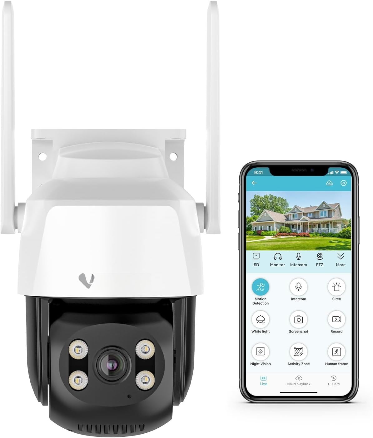 Outdoor PT Network Camera, 1080P Wired Cameras for Secuirty Camera with ...