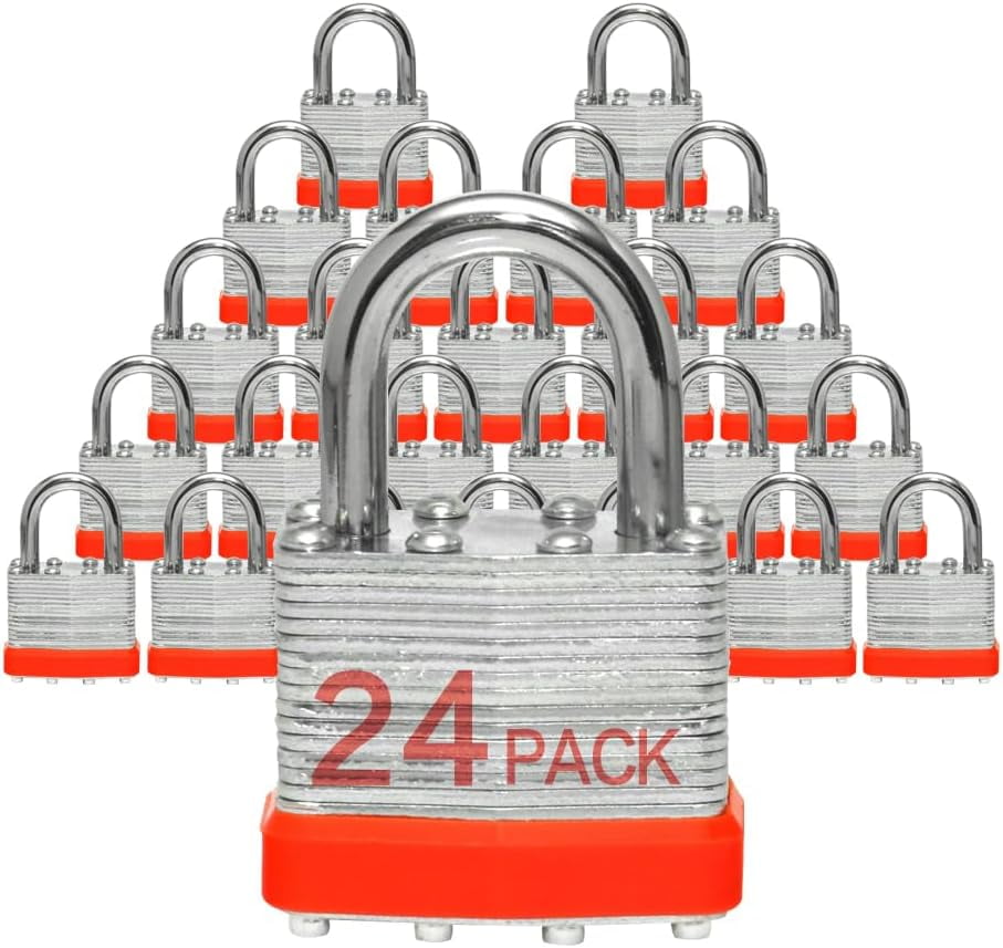 Outdoor Padlocks with Same Key - Laminated Steel Keyed Lock, 24 Pack ...