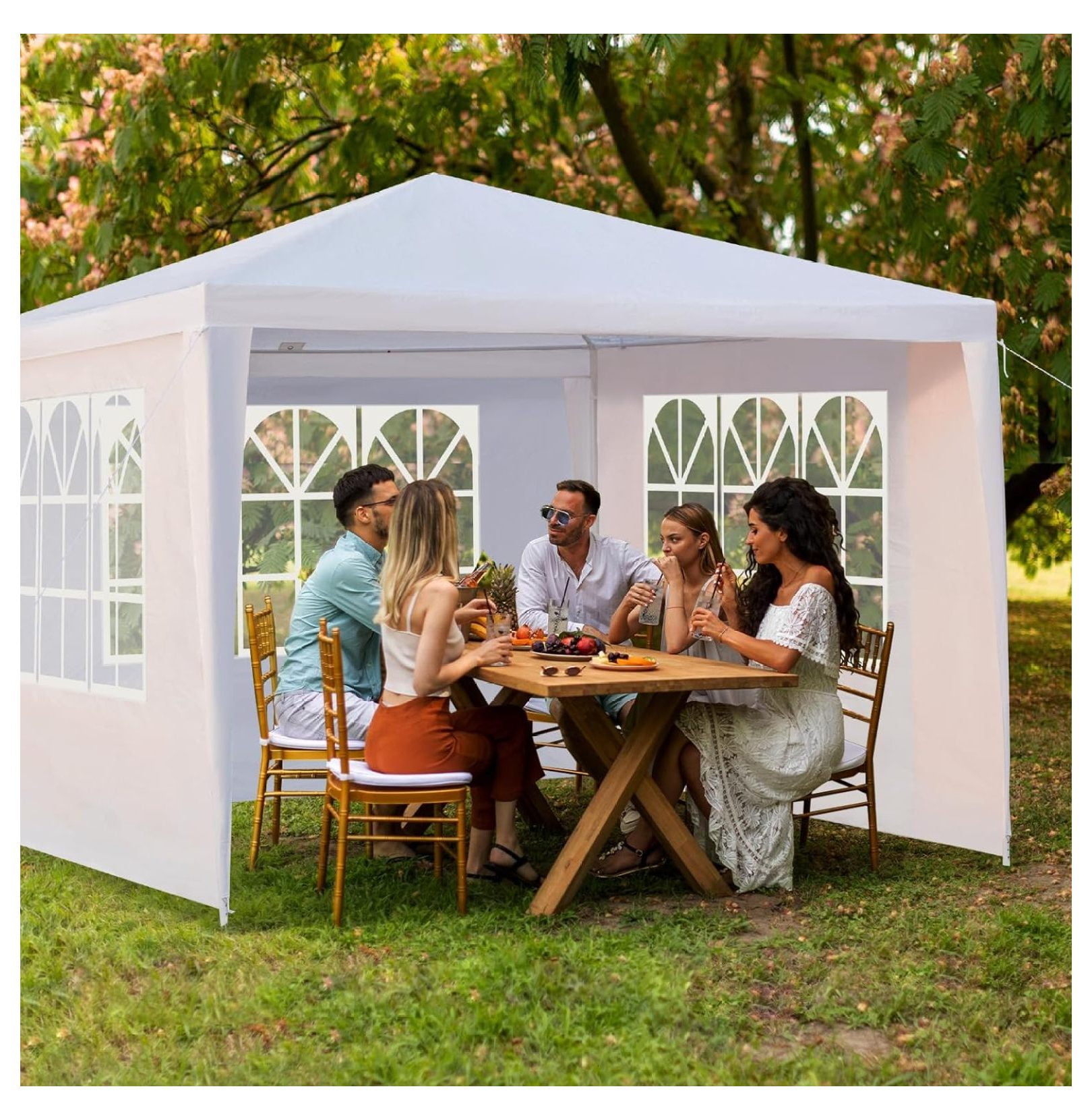 Outdoor Party Tent, Patio Canopy Tent Gazebo with Removable Sidewalls ...