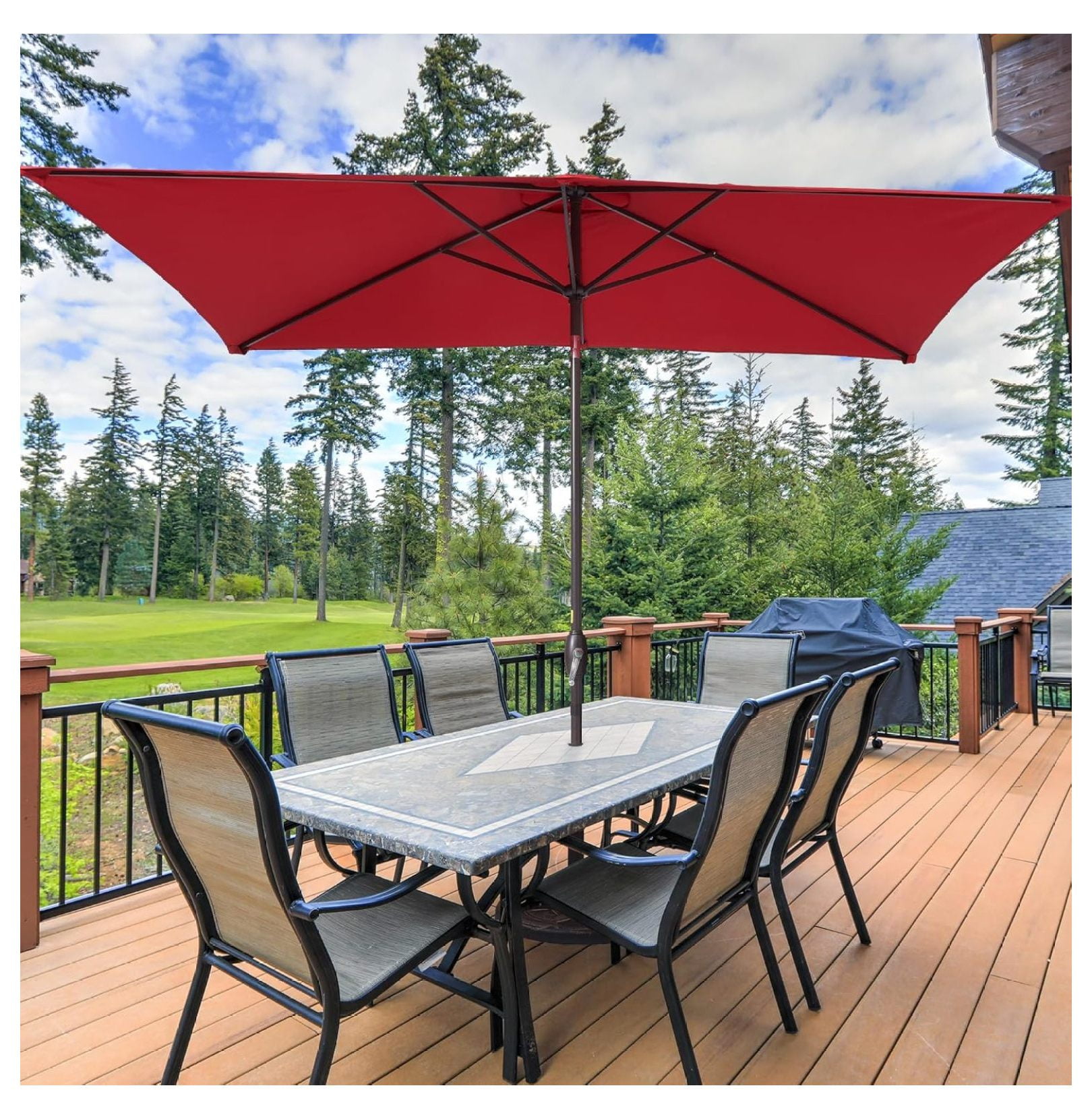 Outdoor Patio 10x6.5ft Deck Market Umbrella, Outside Table Umbrellas ...