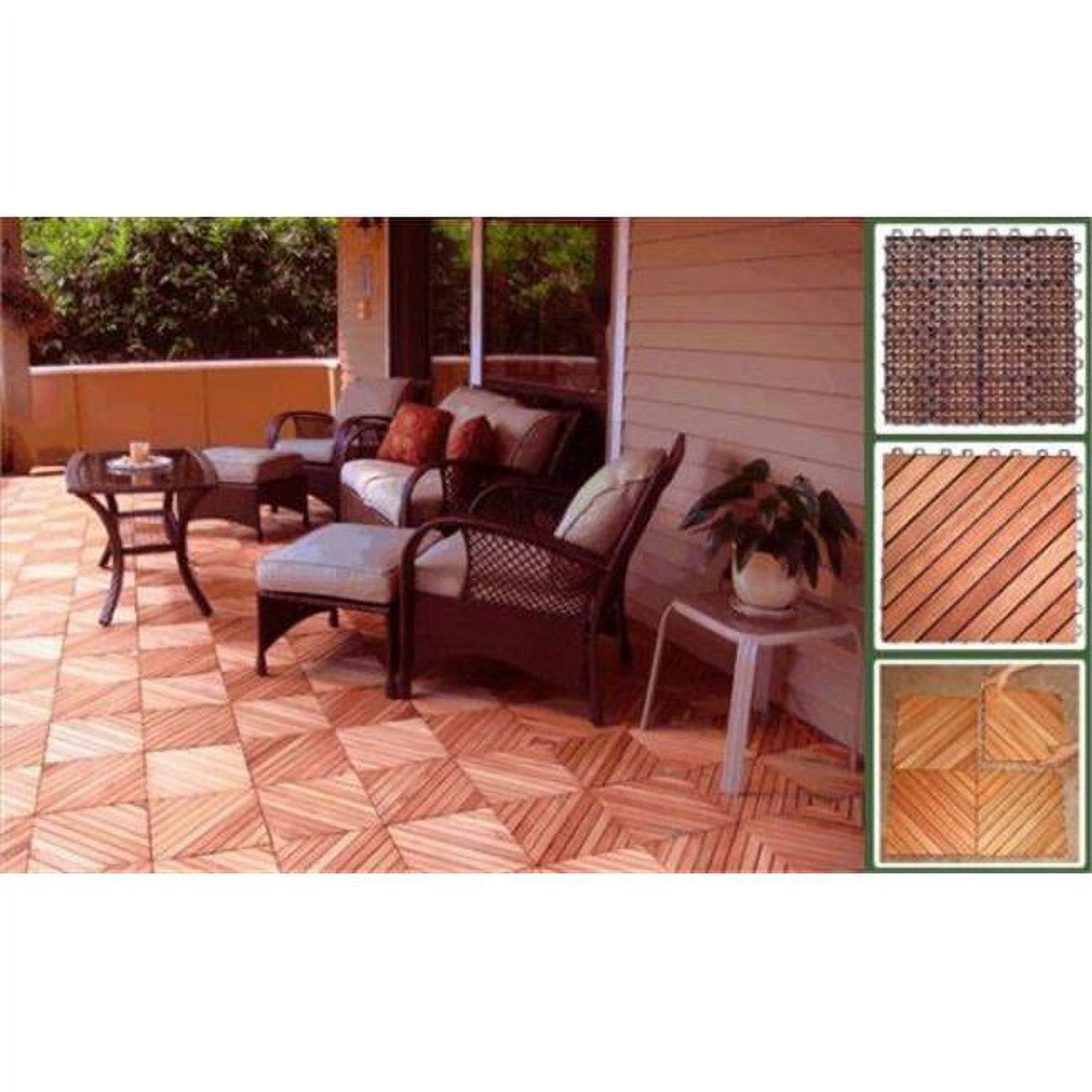 Outdoor Patio 12-Diagonal Slat Eucalyptus Interlocking Deck Tile (Set ...