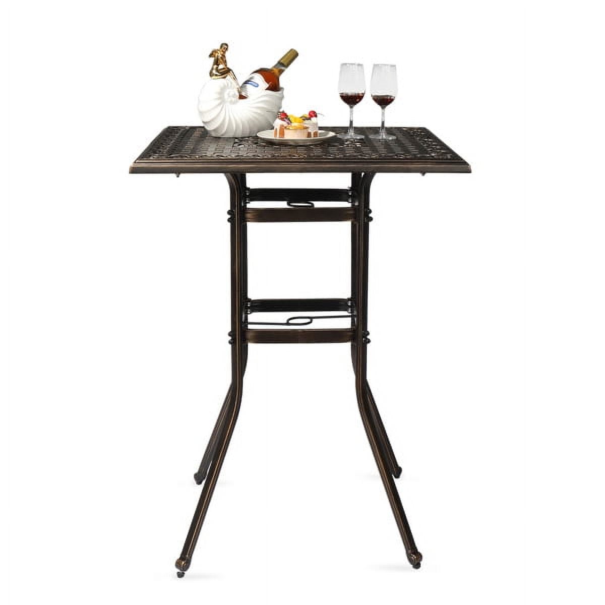 Outdoor Patio Bar Height Table, Square Cast Aluminium Bistro Table with ...