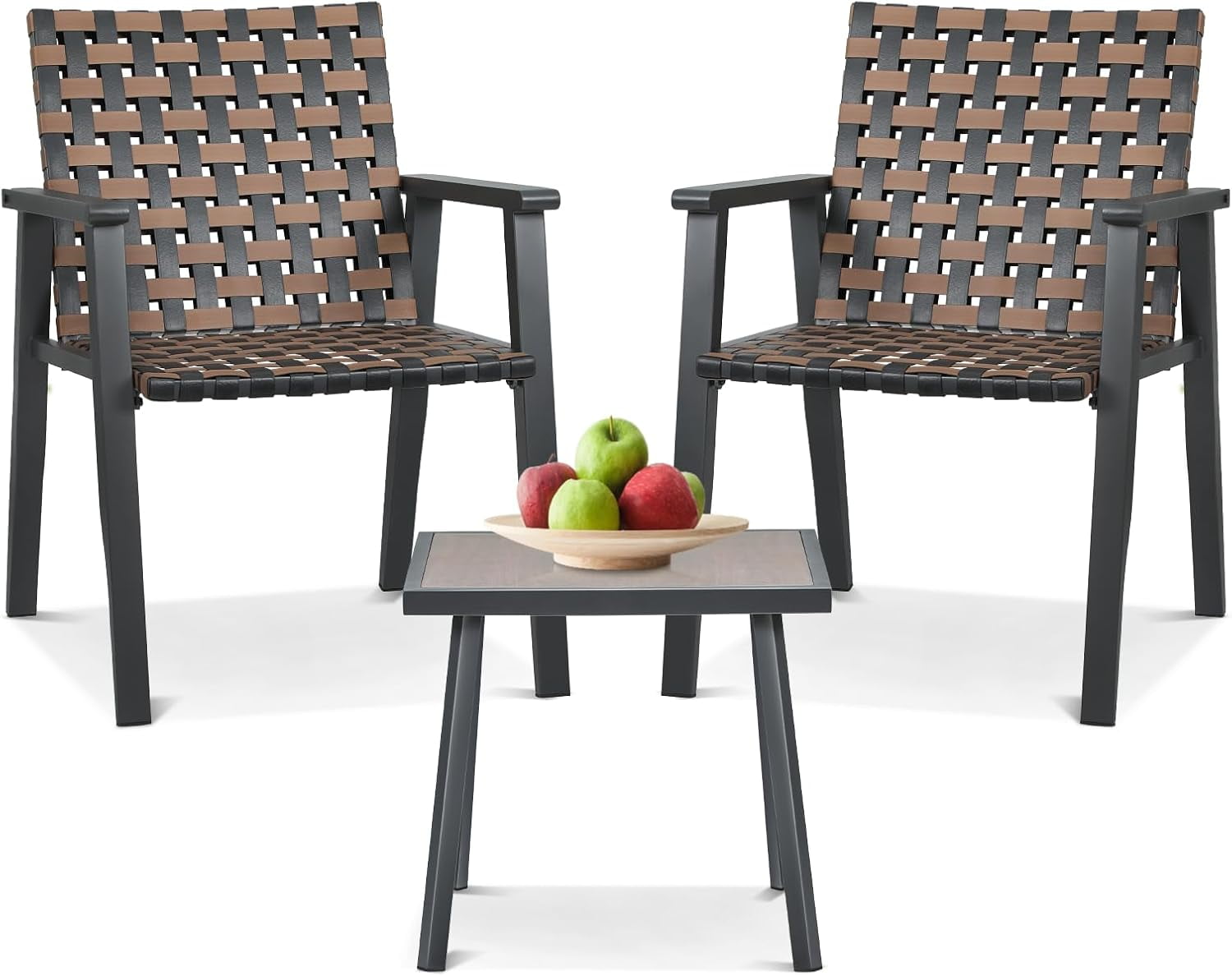 Outdoor Patio Bistro Set 3 Pieces Conversation Set Steel Frame Rattan ...