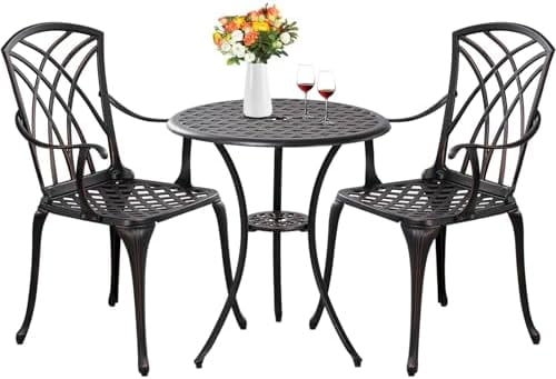 Outdoor Patio Bistro Set All Weather Bistro Table and Chairs Set of 2 ...