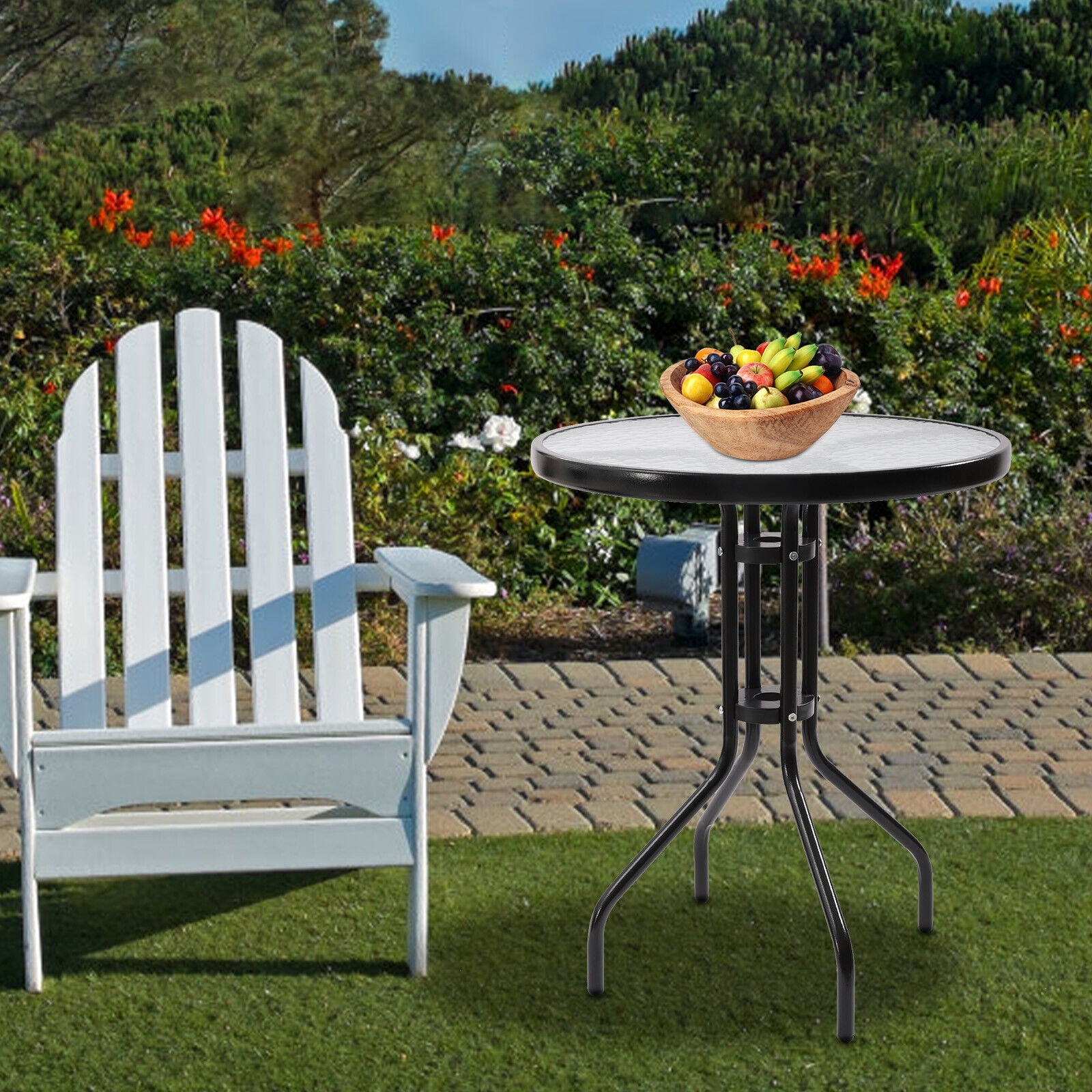 Outdoor Patio Bistro Table, 24 Inch Outdoor Round Dining Tables with ...