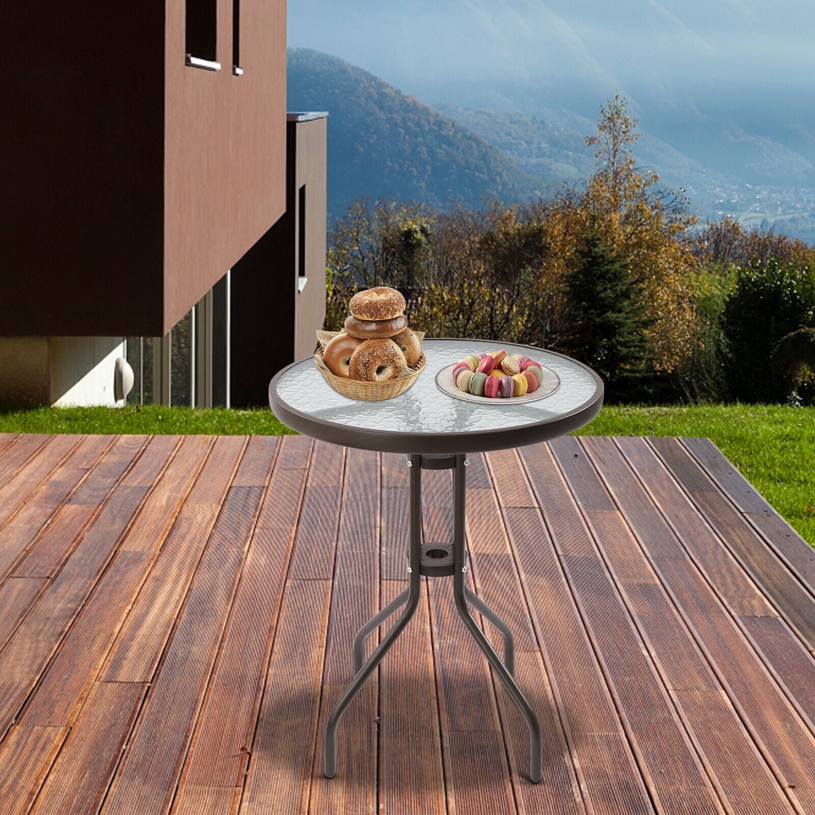 Outdoor Patio Bistro Table, 24 Inch Outdoor Round Dining Tables with ...