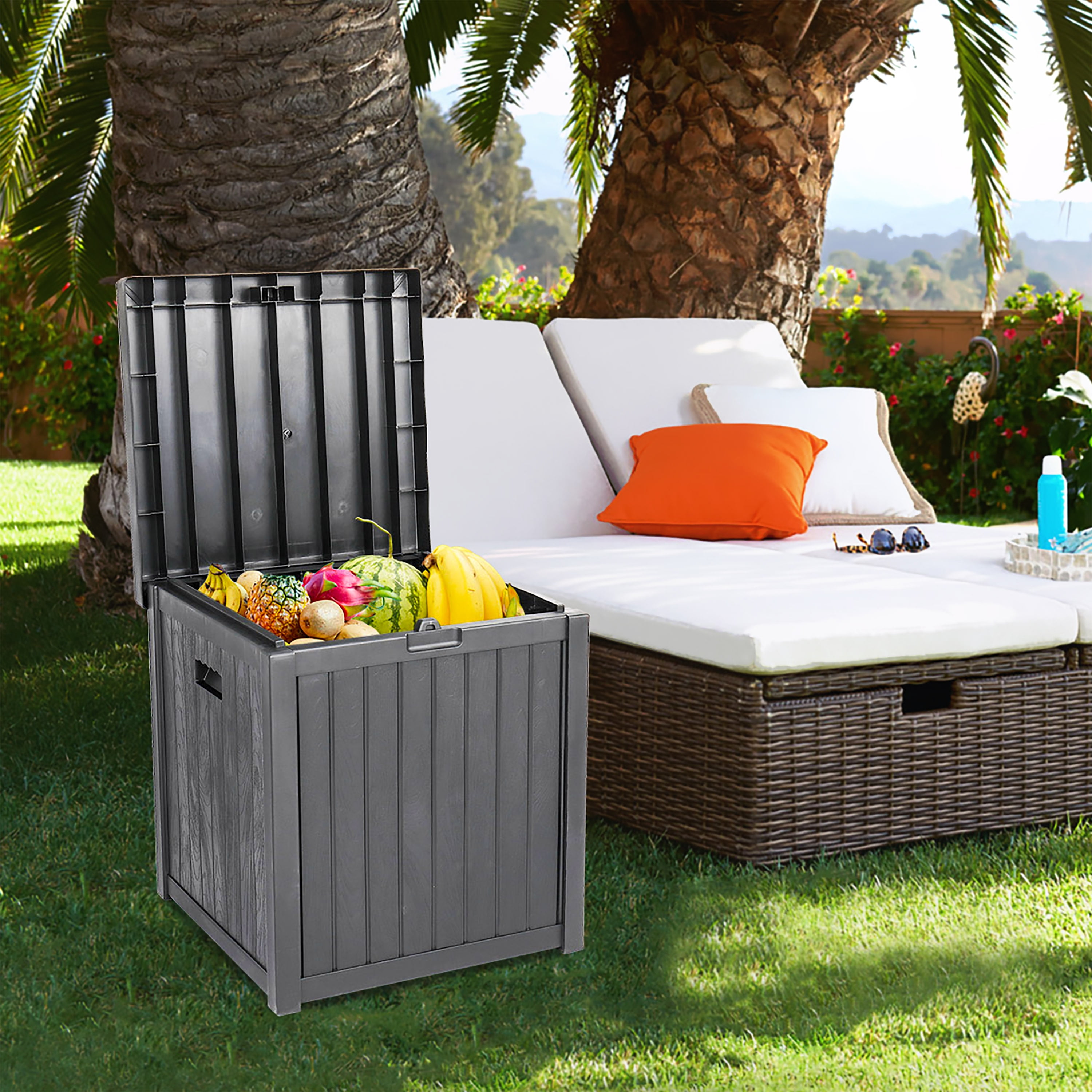 Outdoor Patio Box Storage, 51 Gallon Deck Box with Seat, All-Weather ...