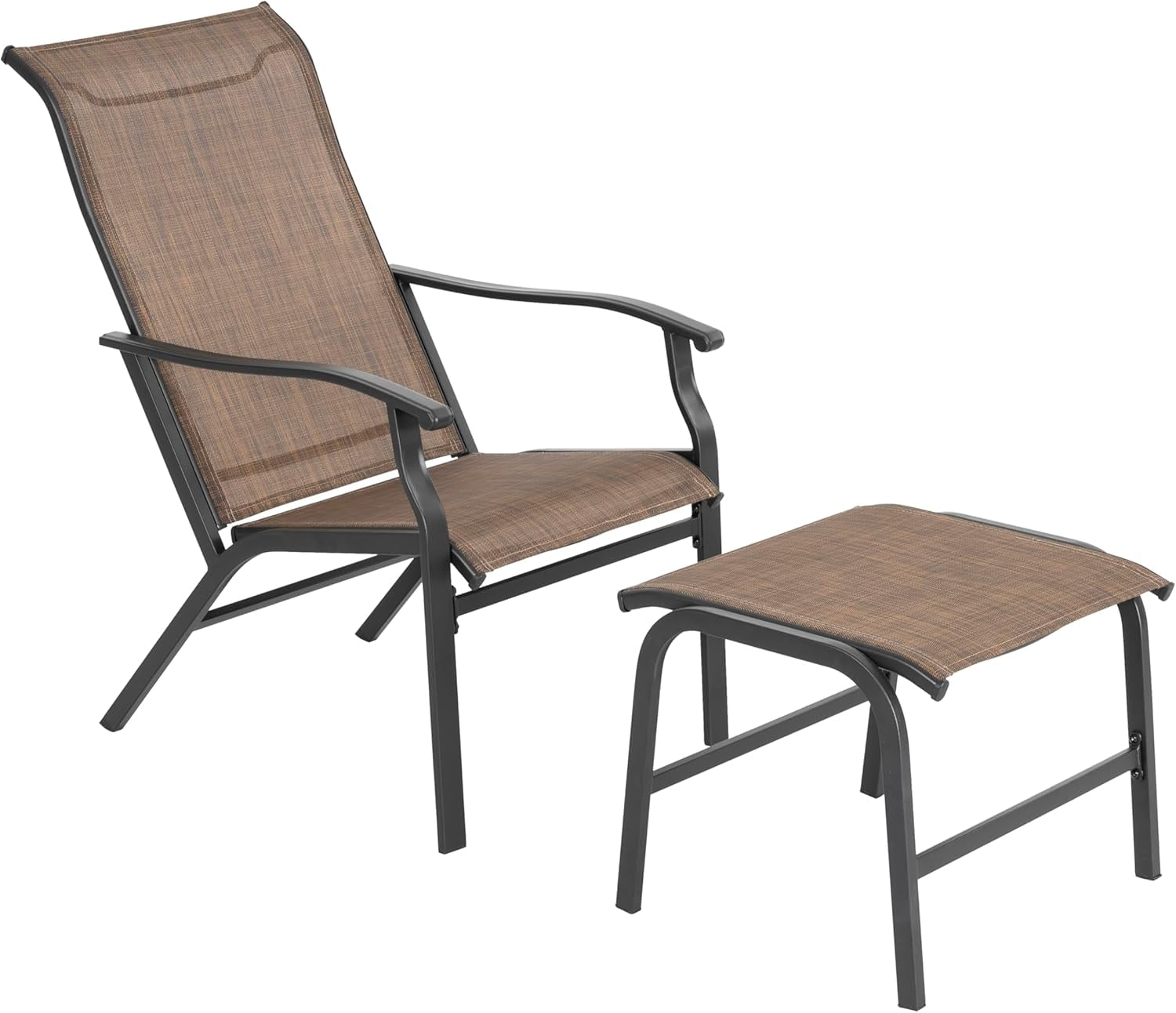 Outdoor Patio Chair, Patio Dining Chair with Ottoman, All-Weather ...