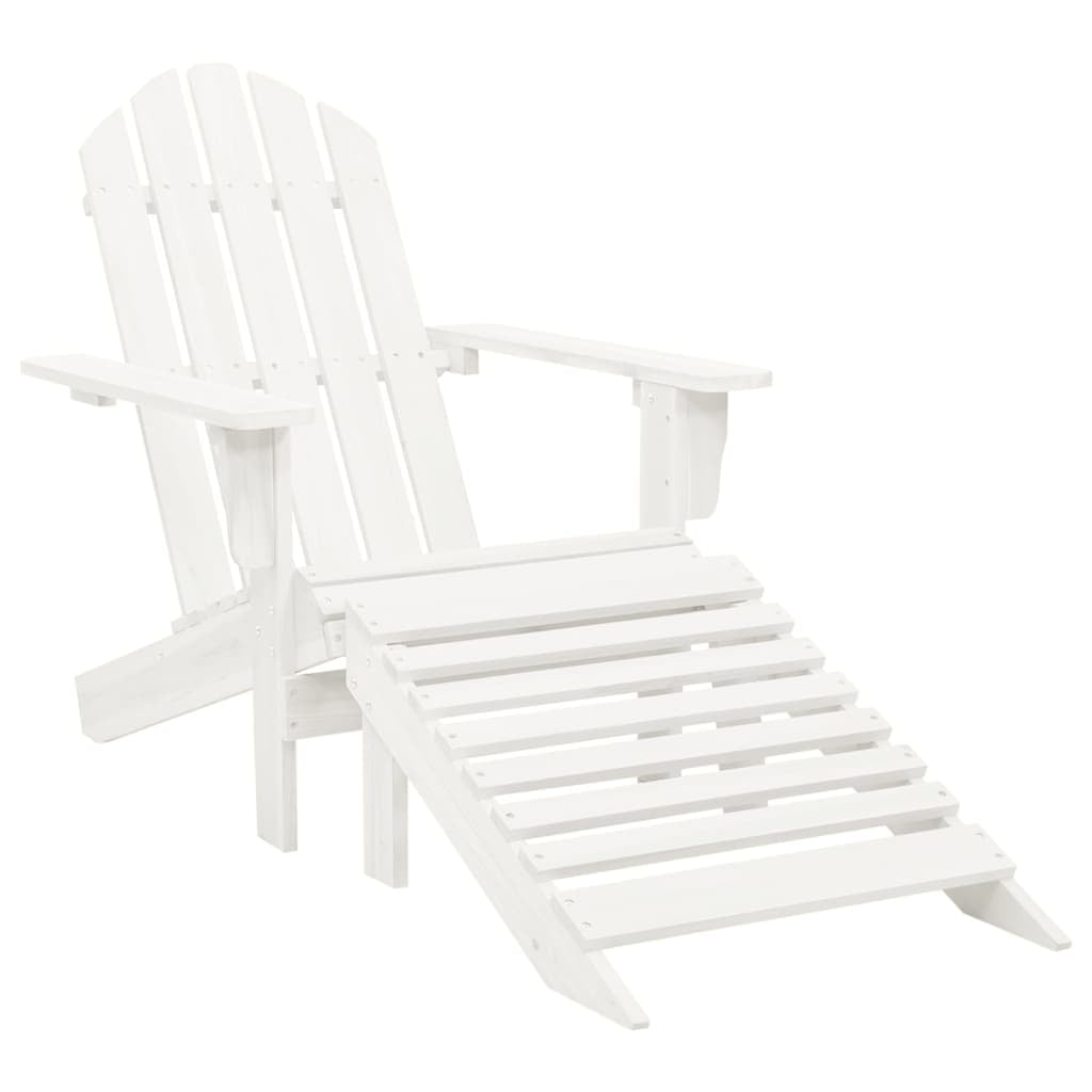 Outdoor Patio Chair Set with Ottoman - White Wood Finish- Comfortable ...