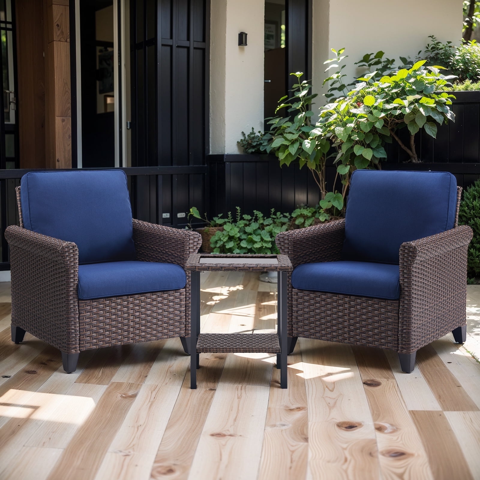 Outdoor Patio Chairs Wicker Chair - 3 Piece Rattan Patio Bistro Chairs ...