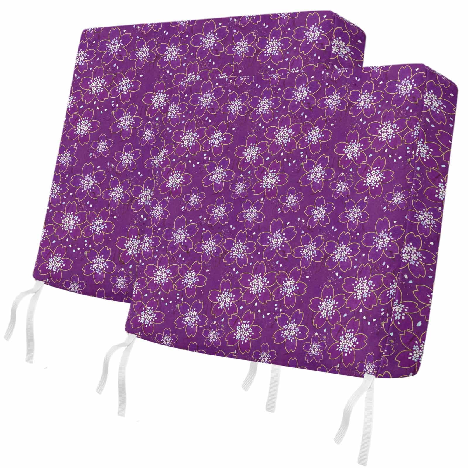 Outdoor Patio Cushion Covers 2 Pack Purple Japanese Flower Chair Pads ...