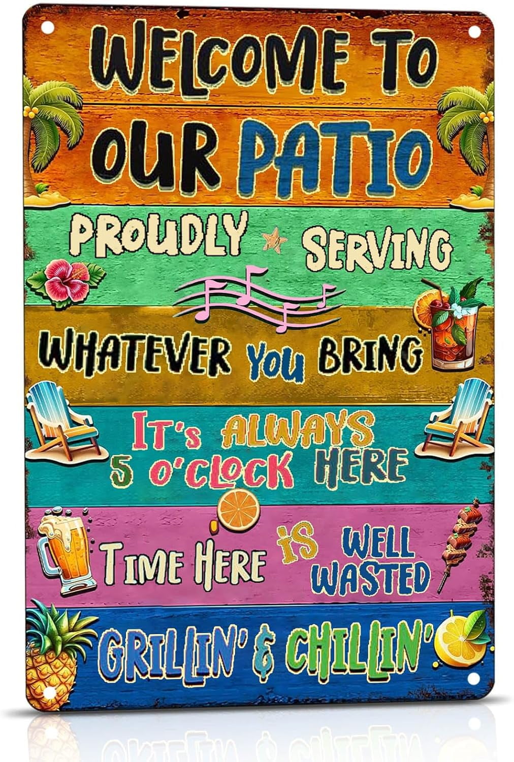 Outdoor Patio Decor Welcome To Our Patio Sign Patio 8 x 12 in Metal Tin ...