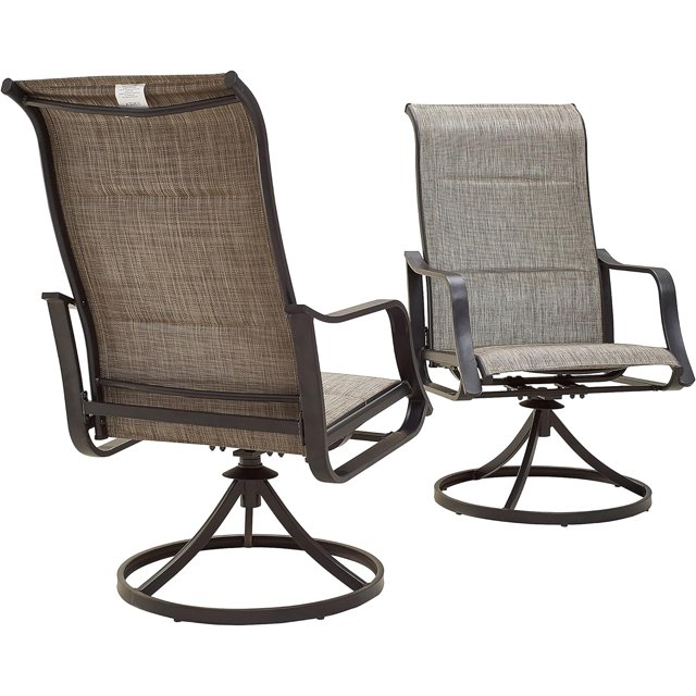 Outdoor Patio Dining Chair Swivel Sling Rocker Set with Steel Metal ...